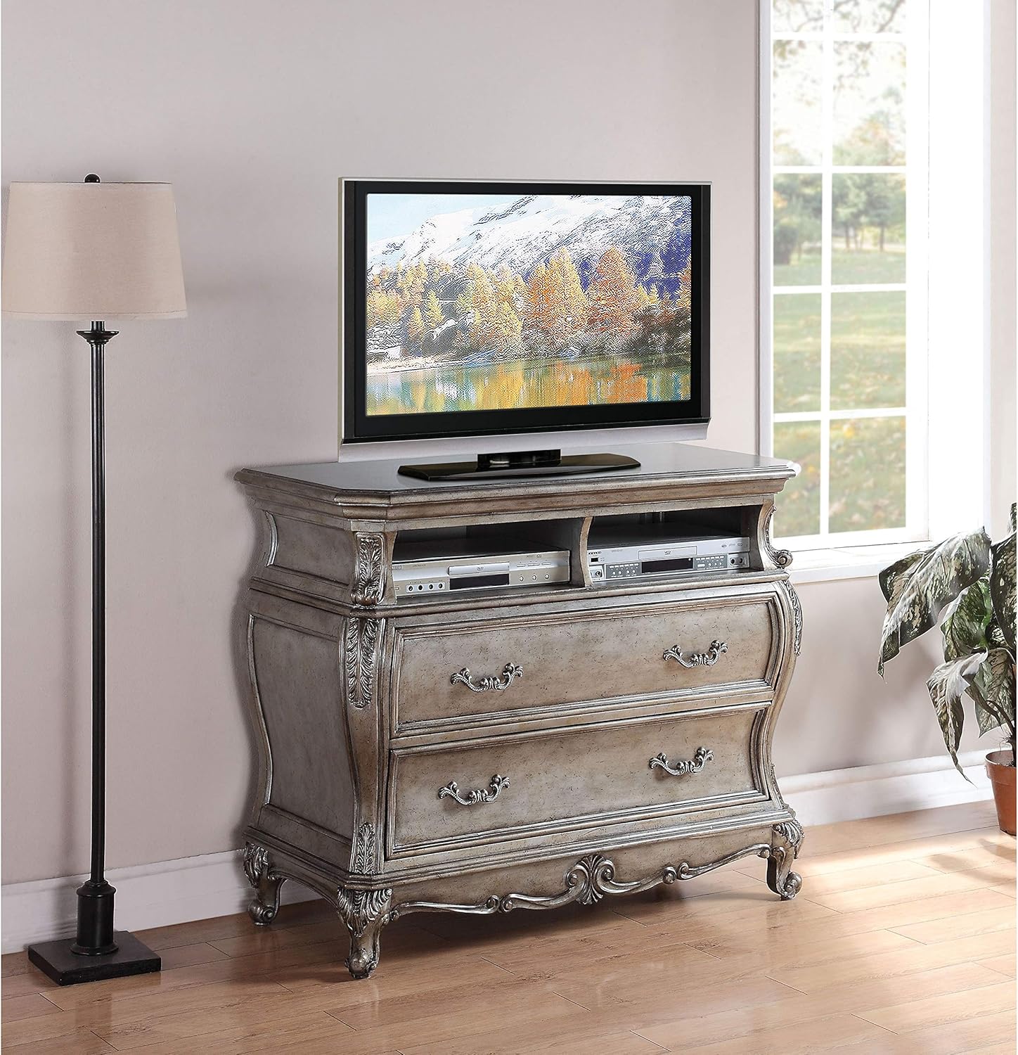 Amazon.com: ACME Chantelle Antique Platinum TV Console : Home & Kitchen
