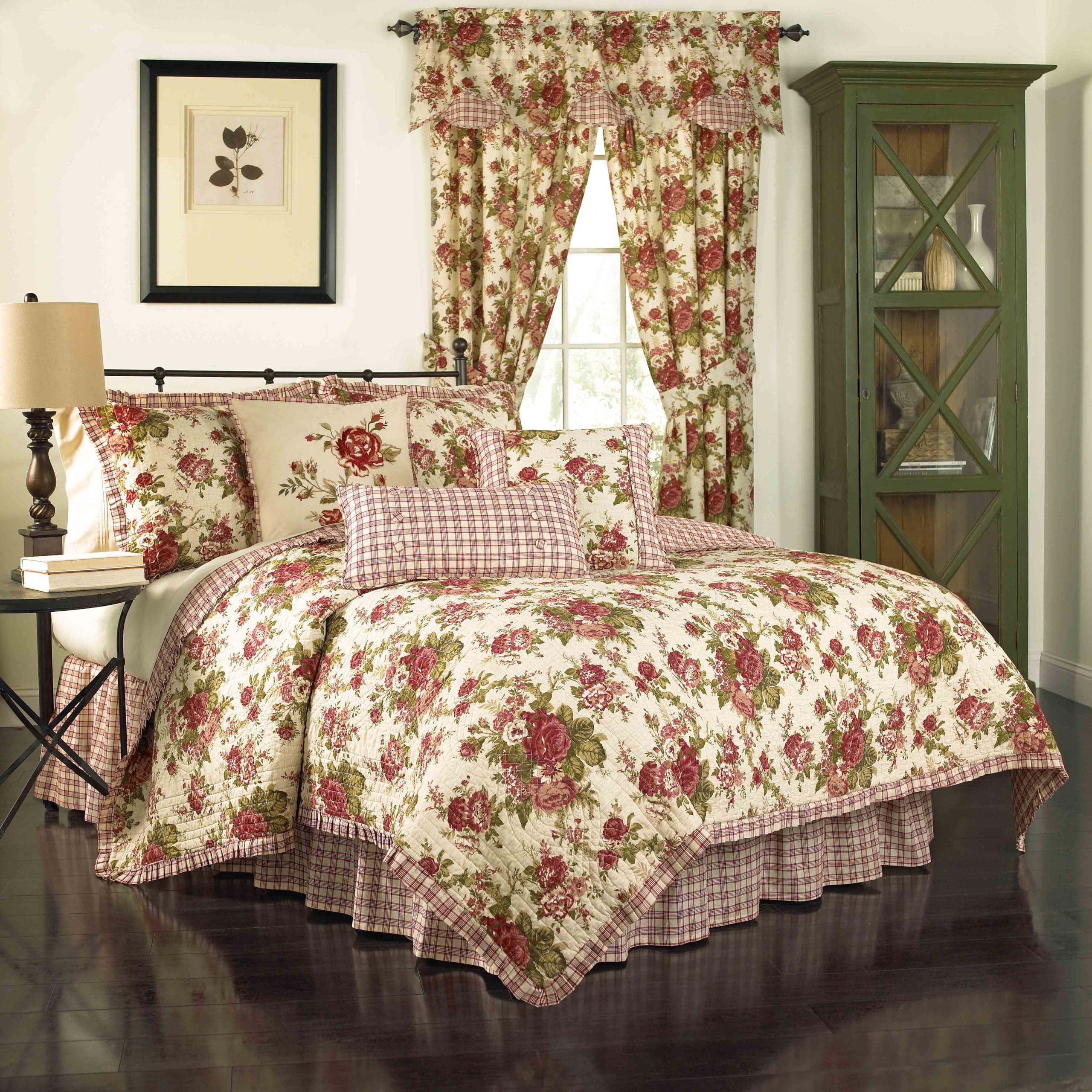 Amazon.com: Waverly Norfolk Modern Farmhouse Floral 4-Piece Reversible ...