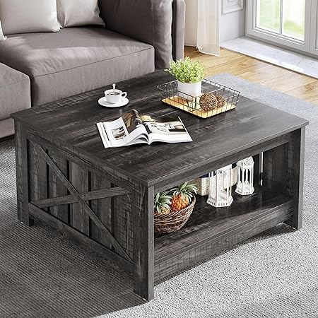 Amazon.com: Tribesigns Square Coffee Table with 2 Tiers, 40 inches Low ...