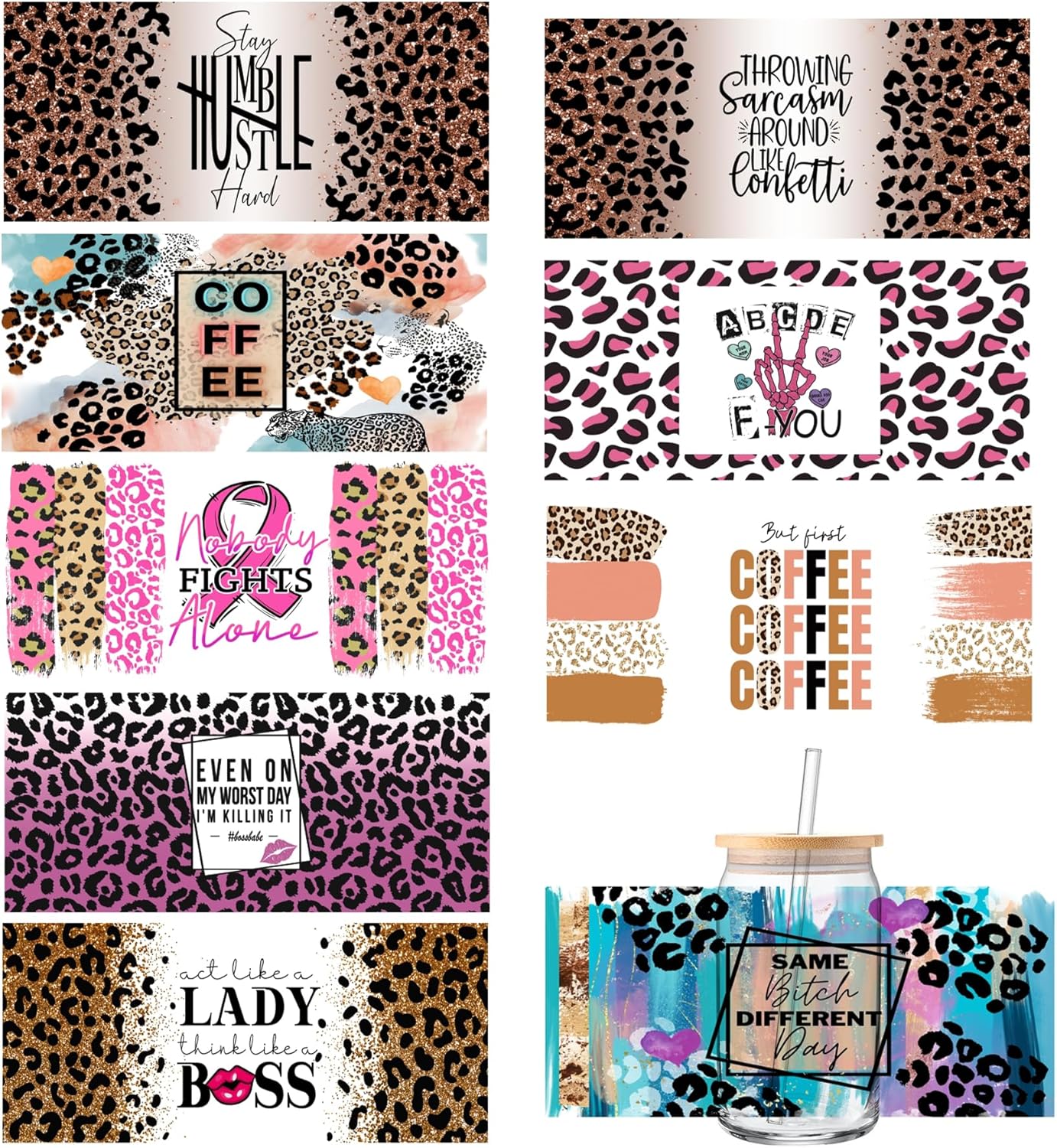 Amazon.com: GUNKY UV DTF Cup Wrap, 9Sheets Leopard Print Rub on ...