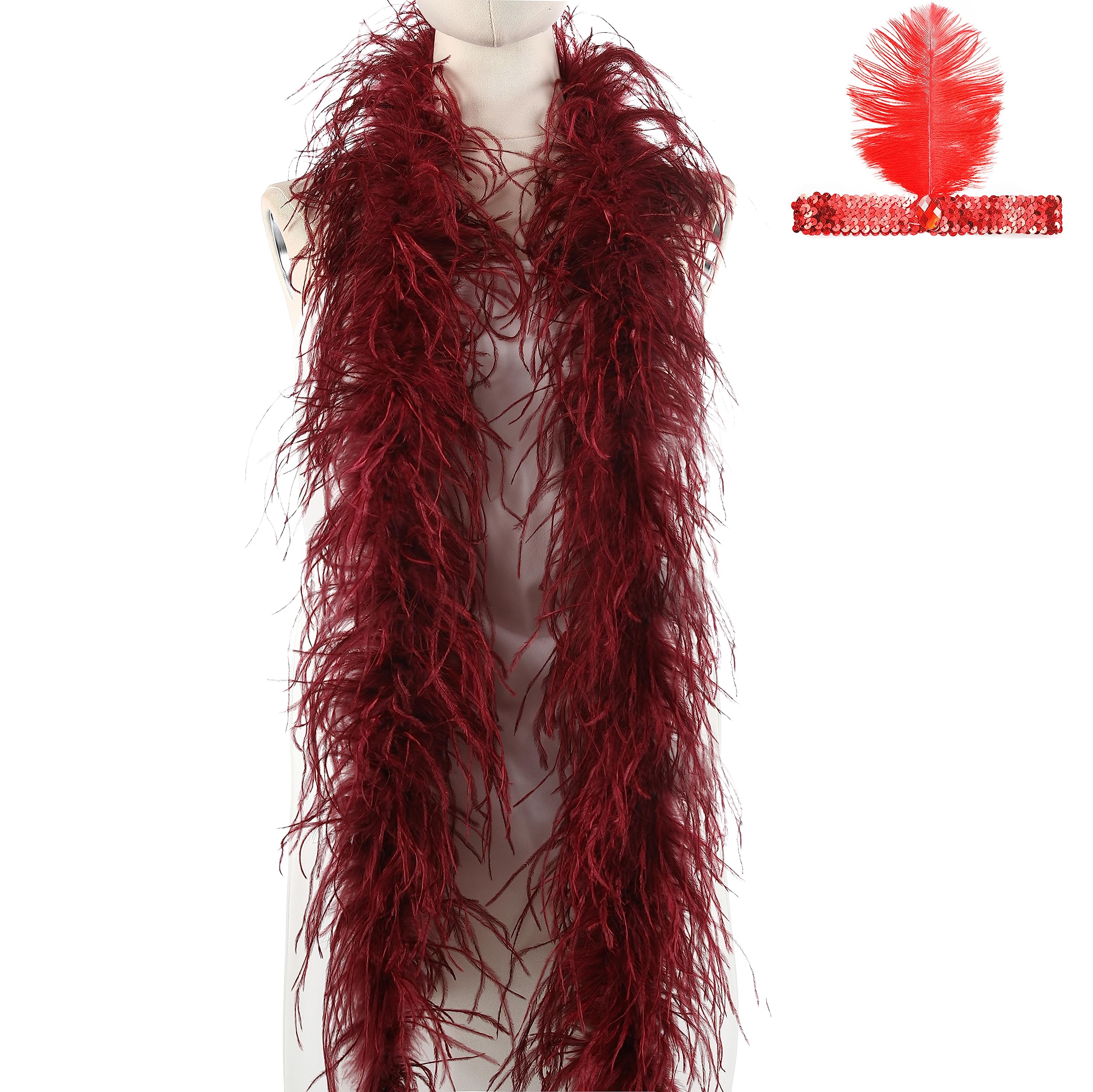 Amazon.com: Soarer Burgundy Ostrich Feather Boas – 2yards 3ply Long ...