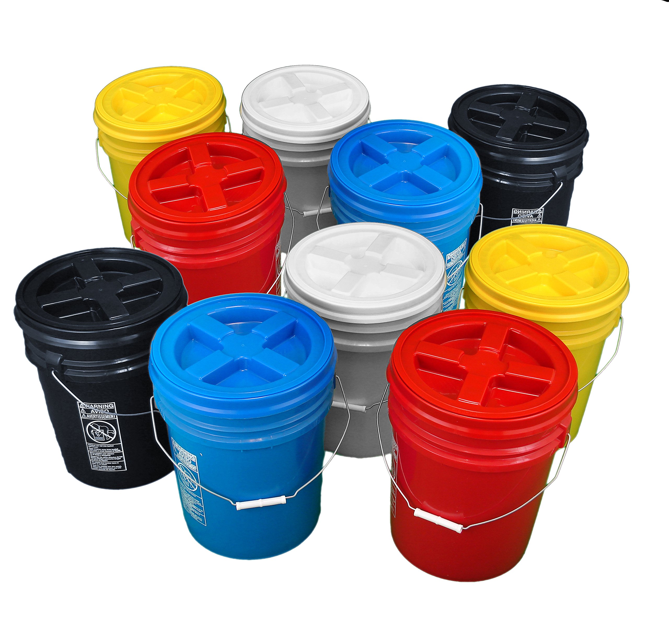 Snapklik.com : Bucket Kit, Ten Multi Colored 5 Gallon Buckets
