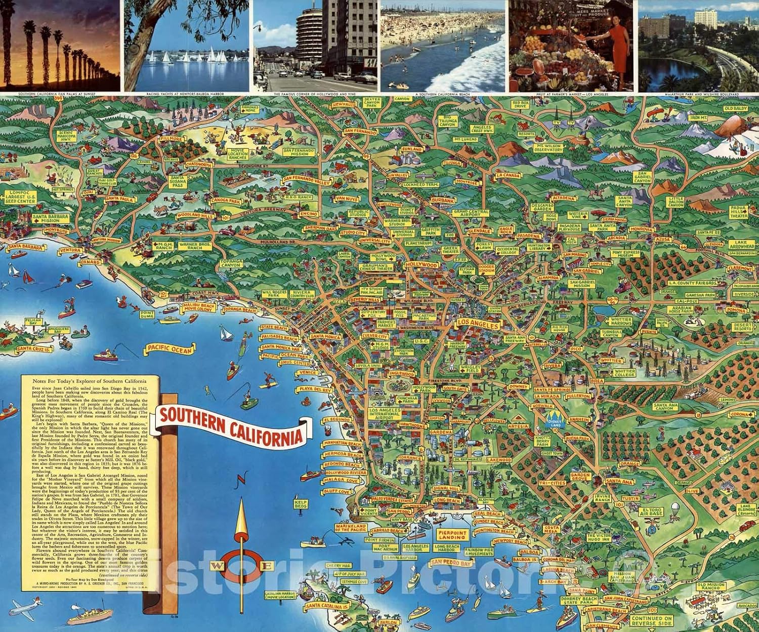 Amazon.com: Historic Map - A Pic-Tour Map of Southern California. Where ...