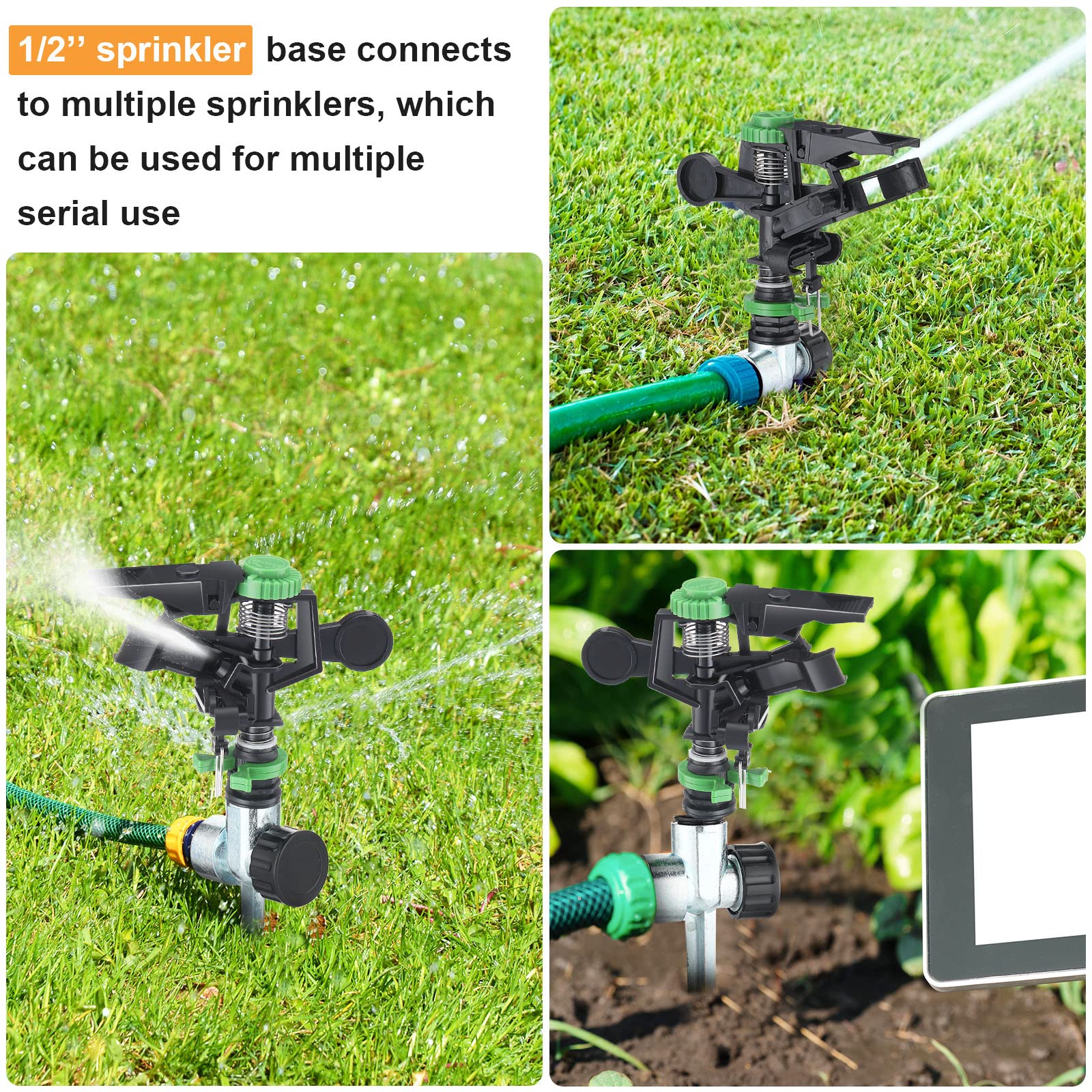 Pulsating Sprinklers with Metal Spike, Adjustable Rotating Impact ...