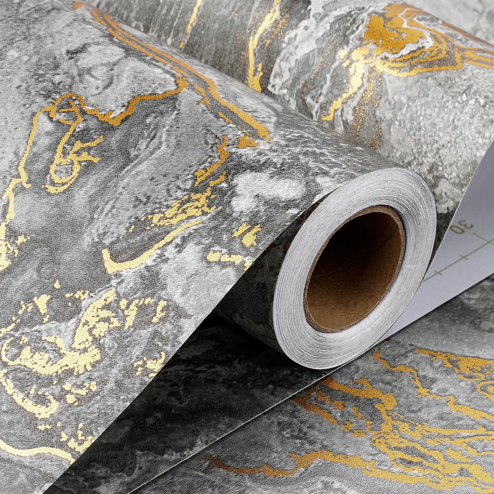 Stickyart Thick Grey Gold Liquid Marble Contact Paper for Cabinets and ...