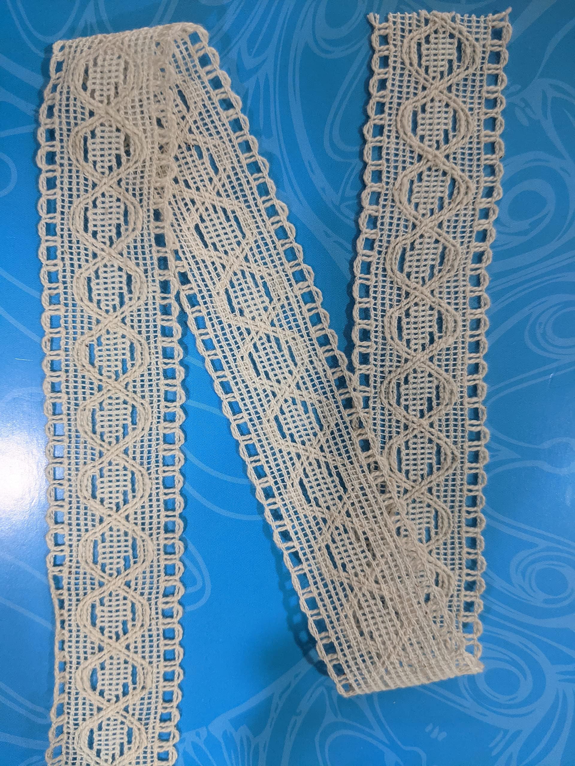 The Design Cart Off White Cotton Lace (0.5 Inches) (10 Metres) (Design ...