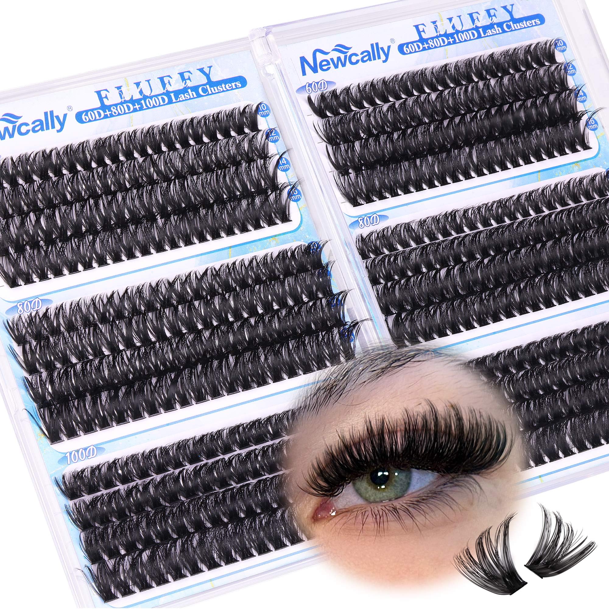 Fluffy Lash Clusters Thick Volume Lash Extension 60D+80D+100D Eyelash ...
