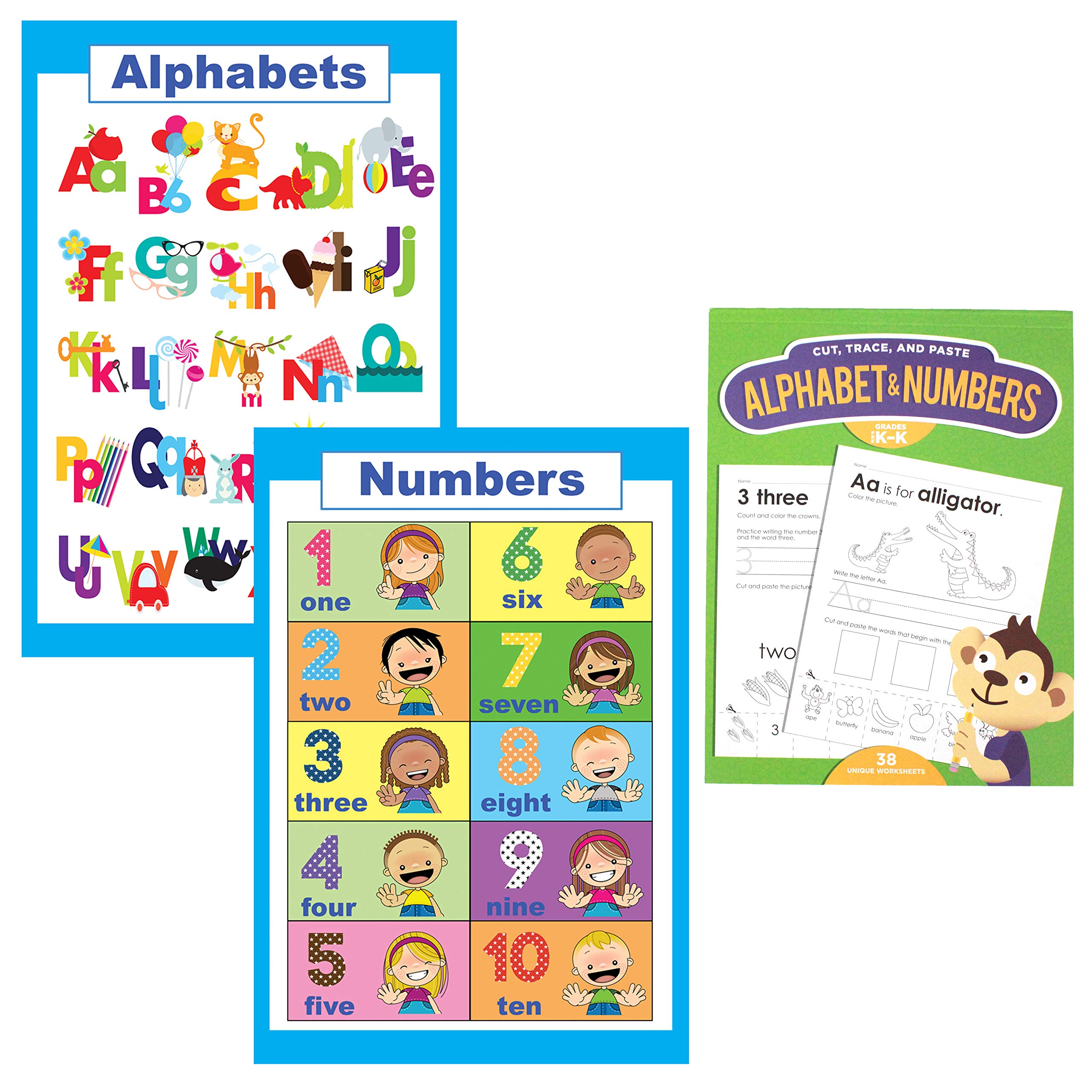 Alphabet And Numbers Workbook And Posters For Preschoolers And ...