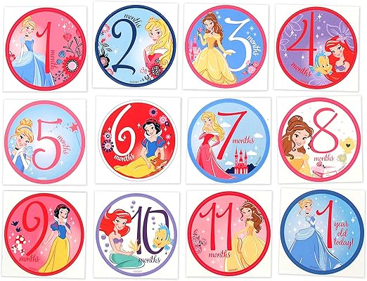 Amazon.com: Disney Baby Girls Disney Characters Monthly Milestone Photo ...