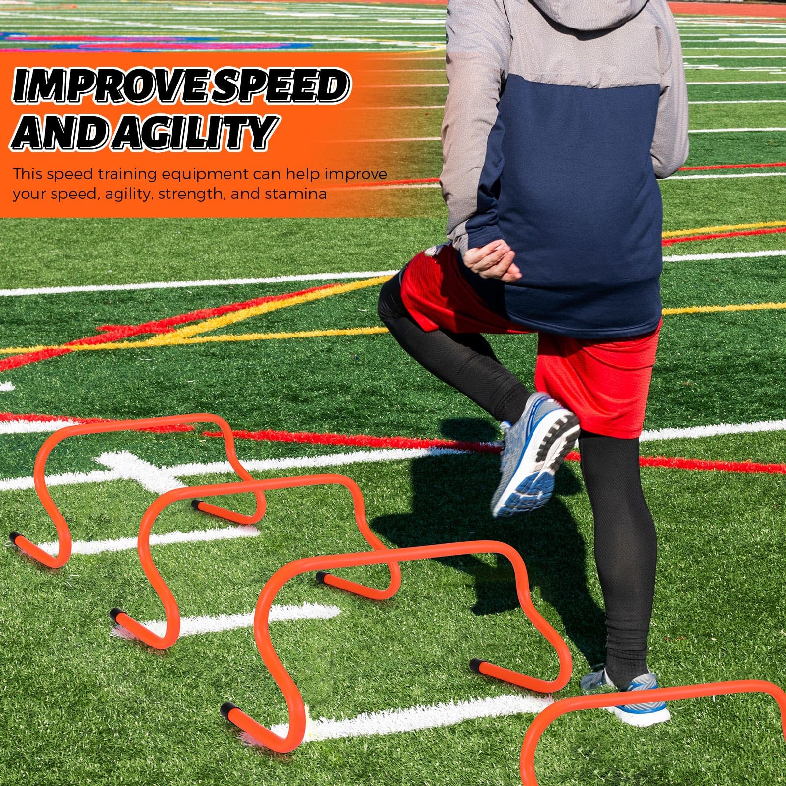 Wettarn 12 Pcs 9" Speed Training Agility Hurdles for Athletes Training ...