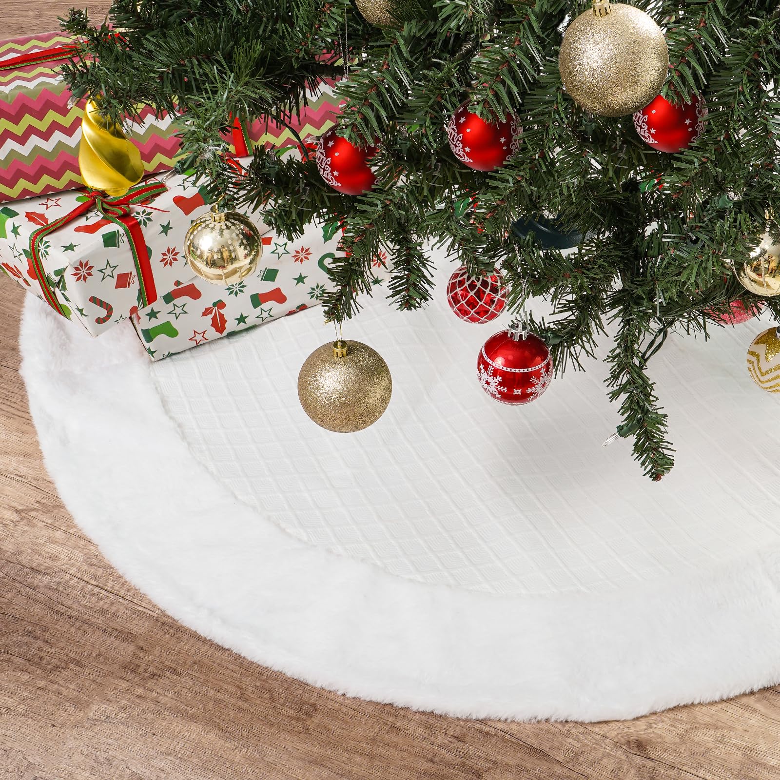 Amazon.com: 48 Inch Large Christmas Tree Skirt, White Tree Skirt with ...