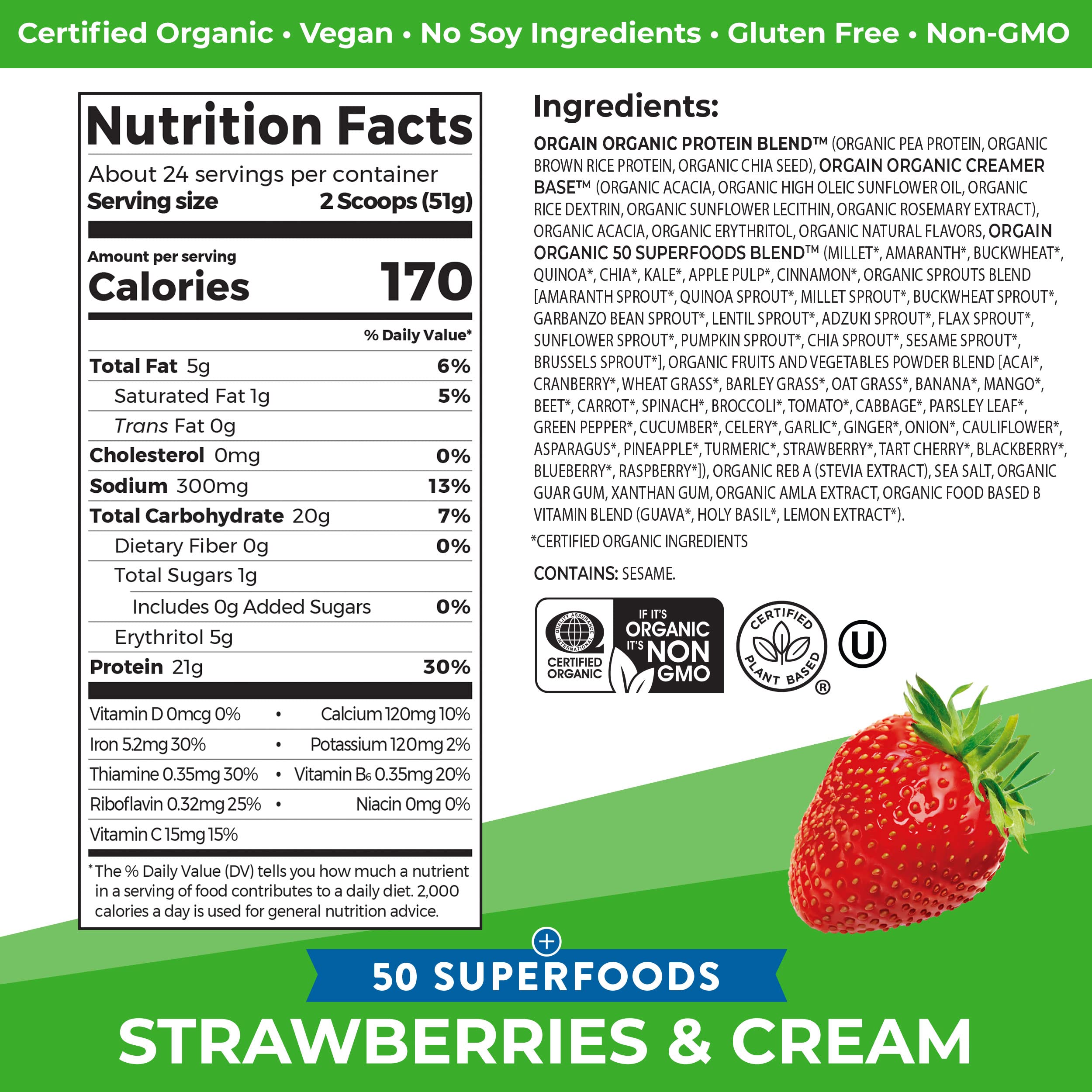 Snapklik.com : Orgain Organic Vegan Protein Powder + 50 Superfoods ...