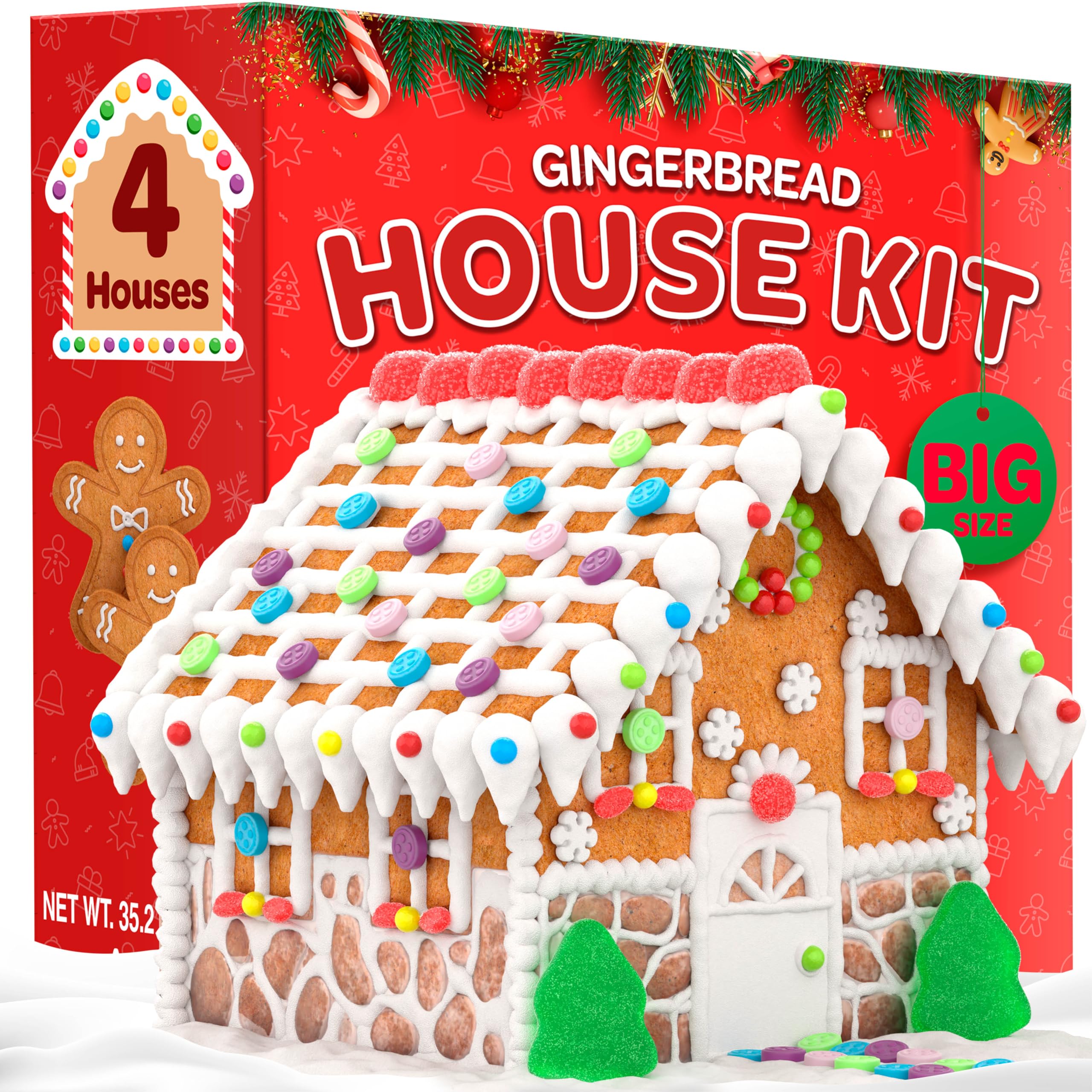 Snapklik.com : BIG Gingerbread House Kit, Set Of 4 Gingerbread House ...