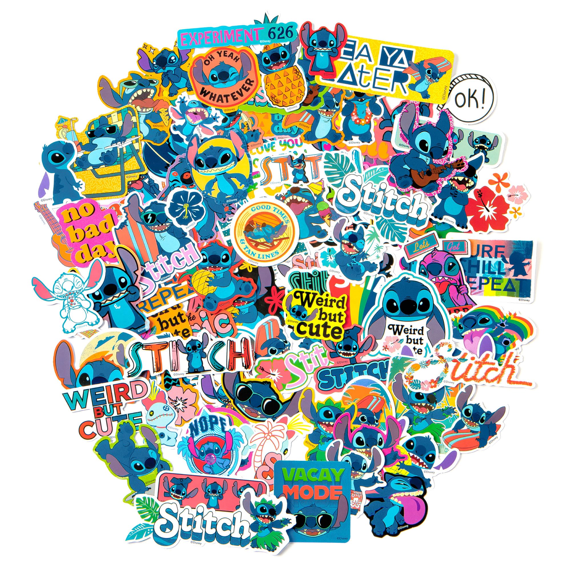 Snapklik.com : Disney Stitch Vinyl Sticker Pack, Includes 100 Large ...