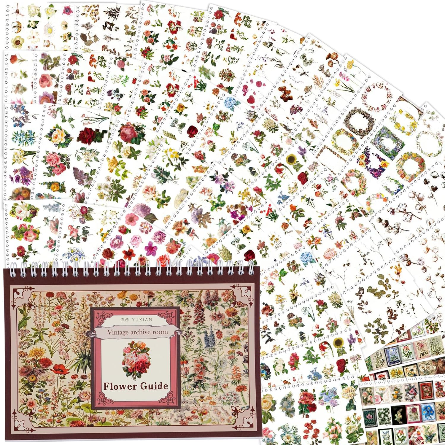Amazon.com: 50 Sheet Vintage Washi Stickers, Scrapbook Botanical ...
