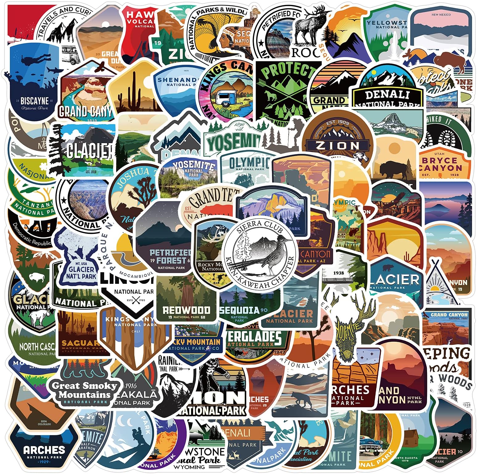 Amazon.com: National Park Sticker Pack Set 100 pcs, Outdoor Nature ...