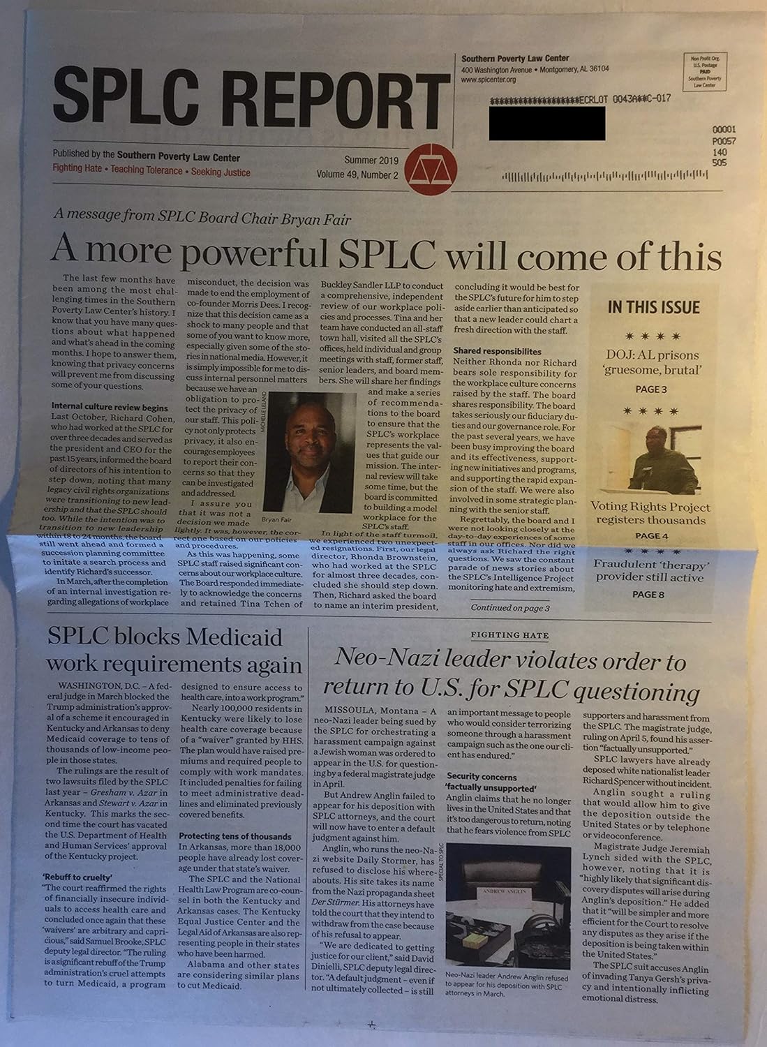 SPLC [Southern Poverty Law Center] Report (newsletter), vol. 49, no. 2 ...