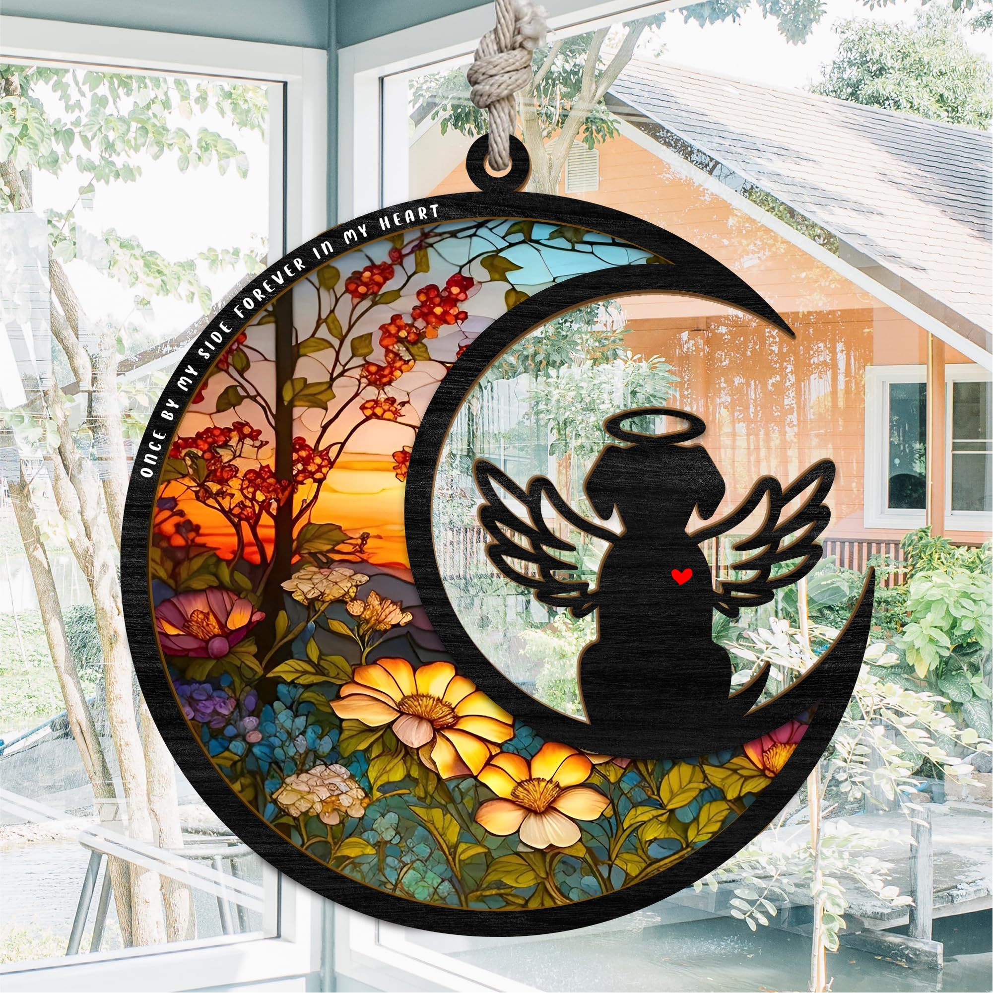 Amazon.com: Dog Memorial Suncatcher for Windows Stained Glass,Pet ...