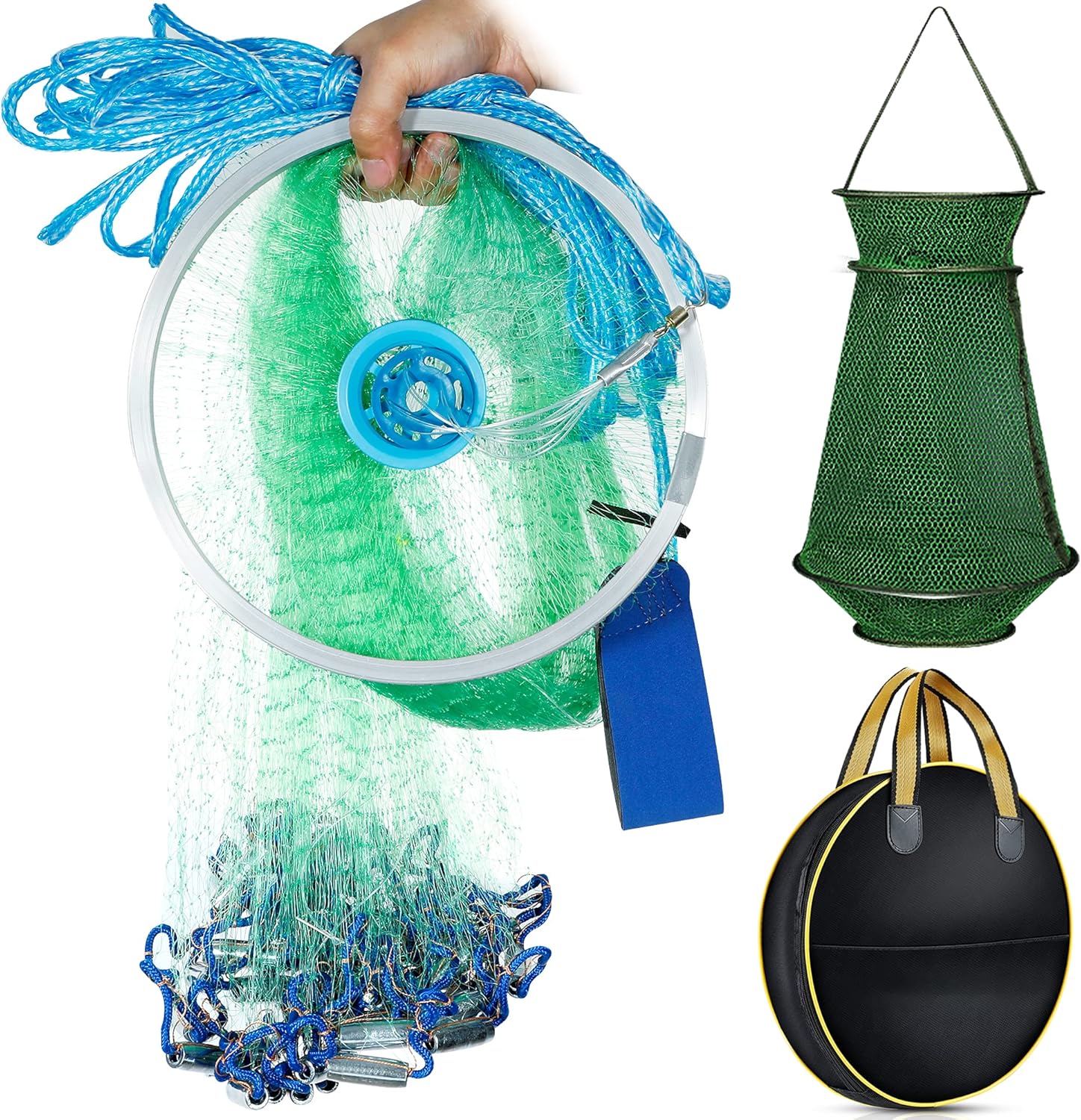 Amazon.com : PLUSINNO American Fishing Cast Net for Bait Trap,Cast net ...