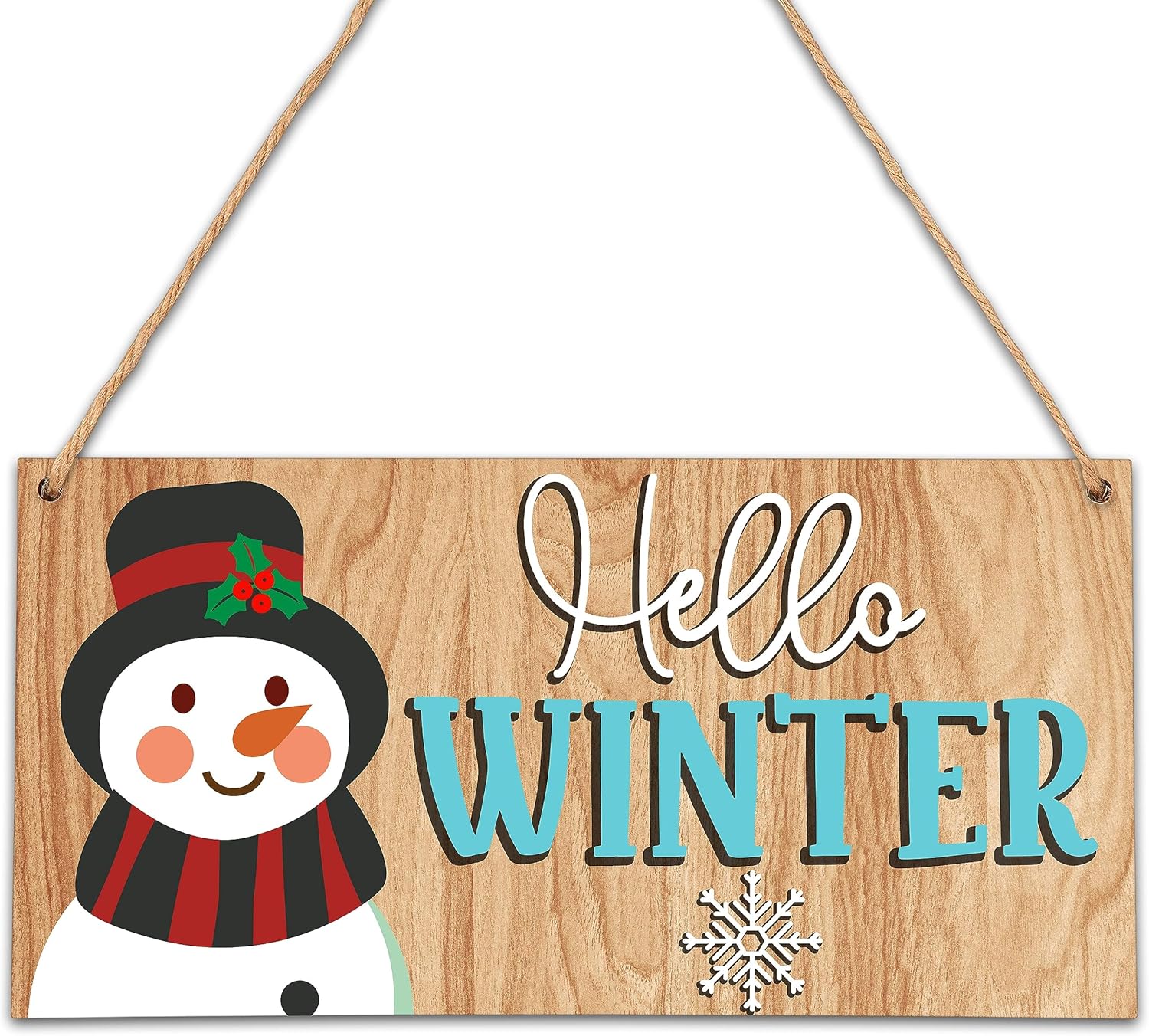 Amazon.com : Snowman Winter Welcome Sign for Front Door Decor, Hello ...