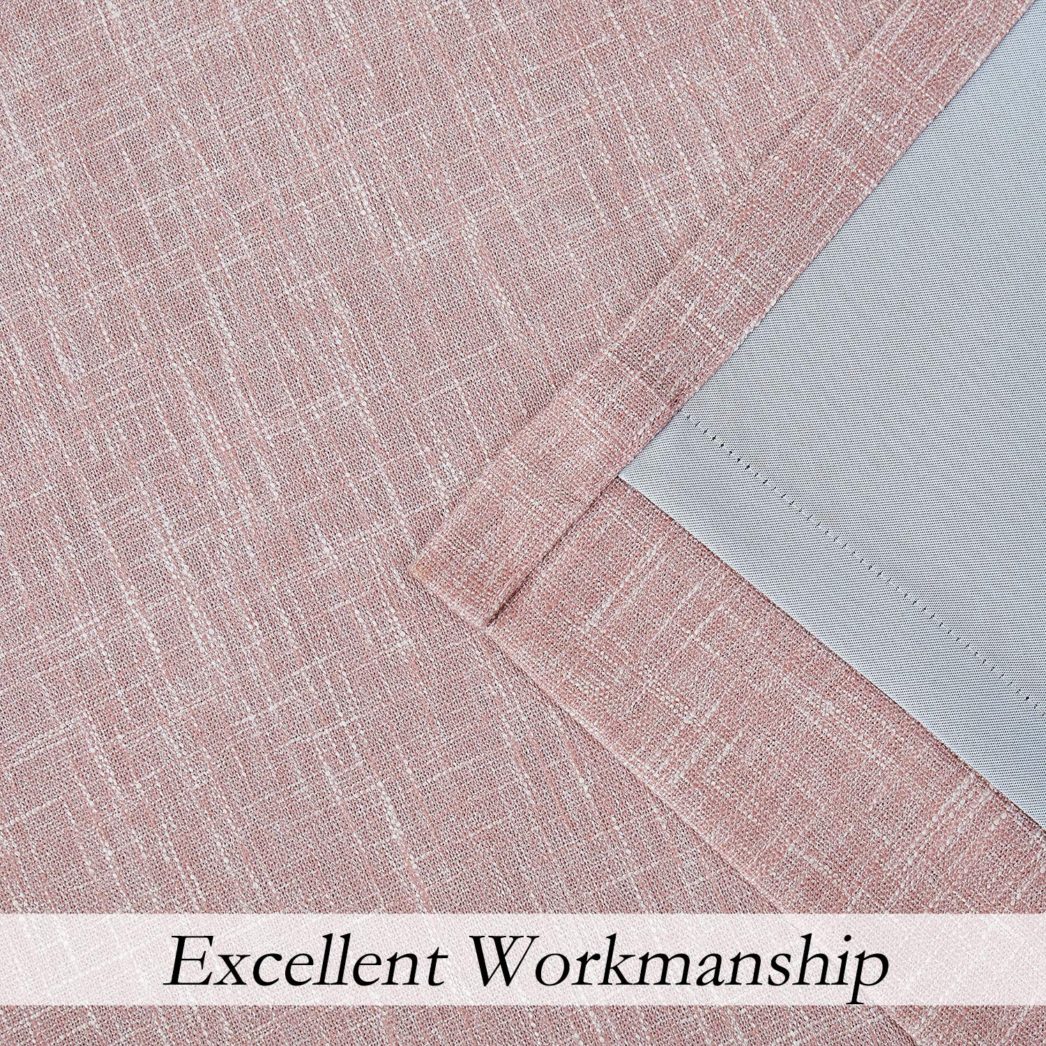 Pink Solid Full Blackout Curtain Heavy Linen Texture Room Darkening ...