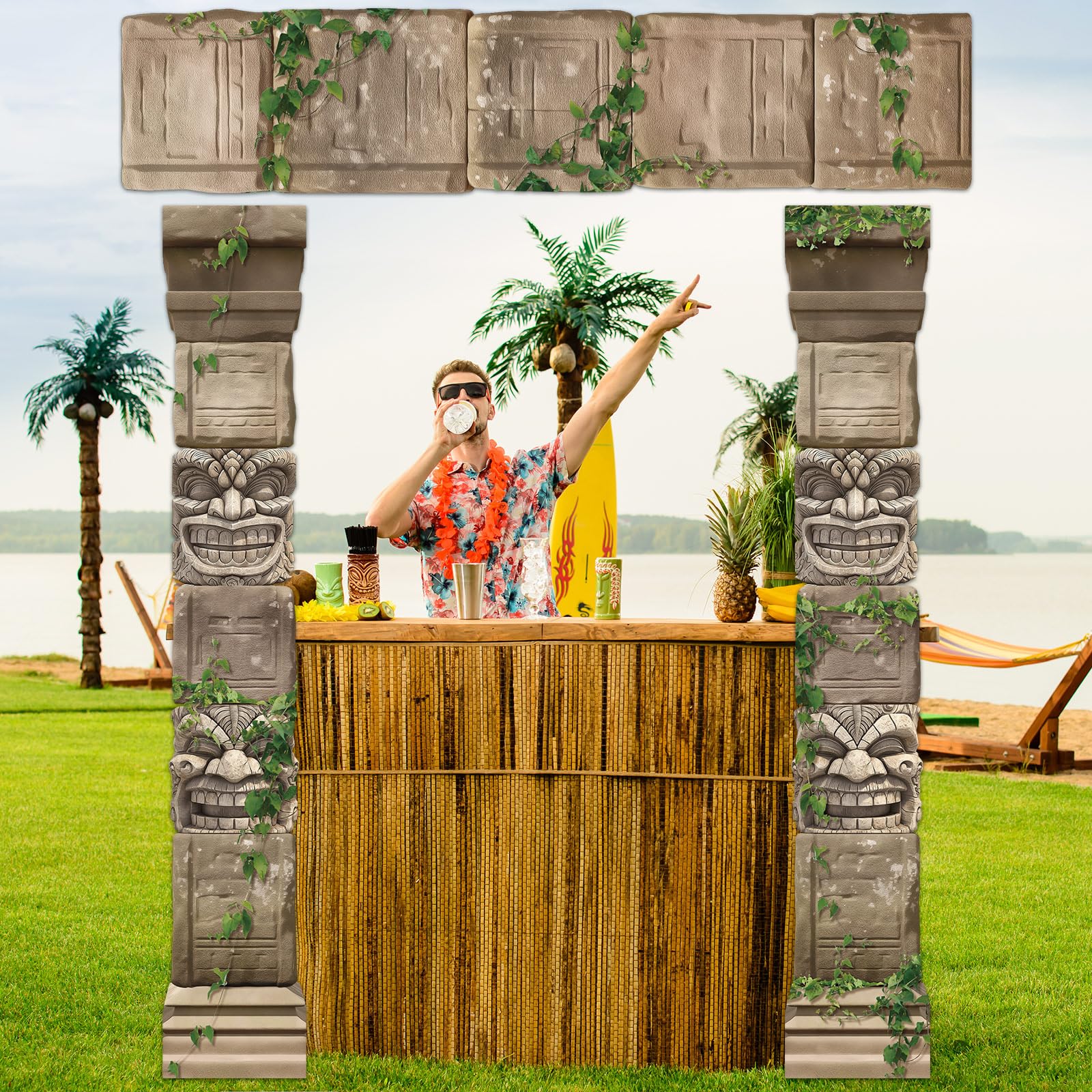 Snapklik.com : Hawaiian Luau Party Banner, Tropical Tiki Porch Sign Decor