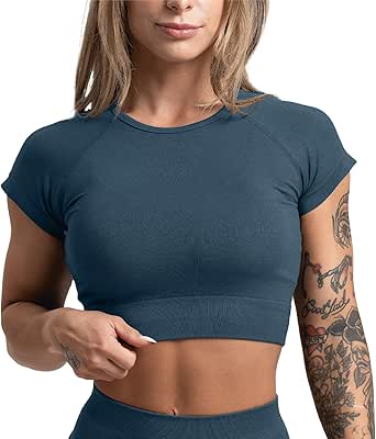 Gymreapers Women's Cropped Workout Tee – Short Sleeve Athletic Crop Top ...