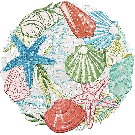 Amazon.com: Nautical Coastal Linen Placemats Set of 4 Beach Ocean ...