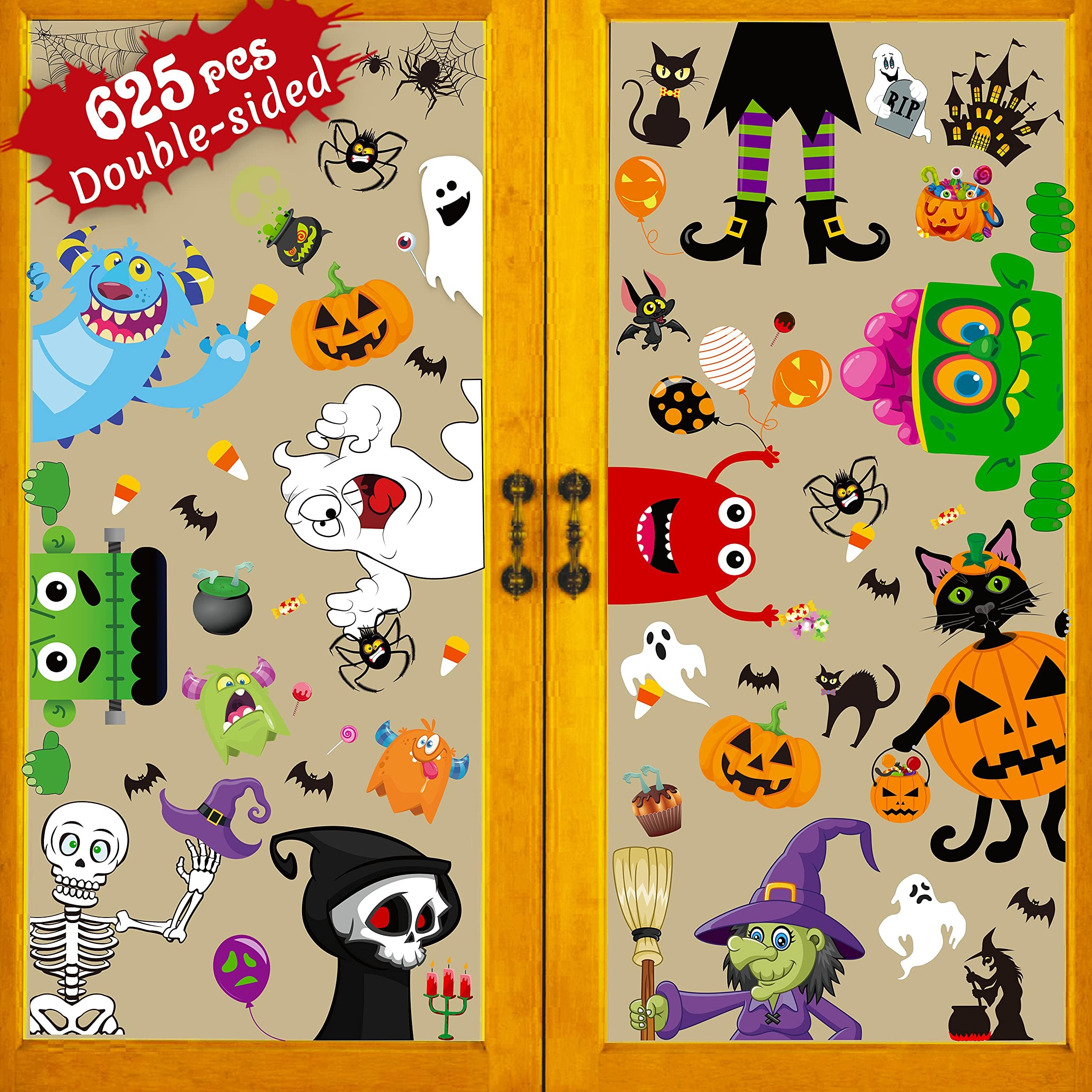 Amazon.com: AnyDesign 6 Sheet Halloween Window Clings Boo Ghost Pumpkin ...