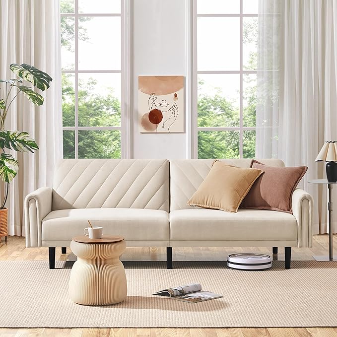 Yaheetech 201cm Convertible Sofa Bed Click-clack Fabric Futon Couch ...