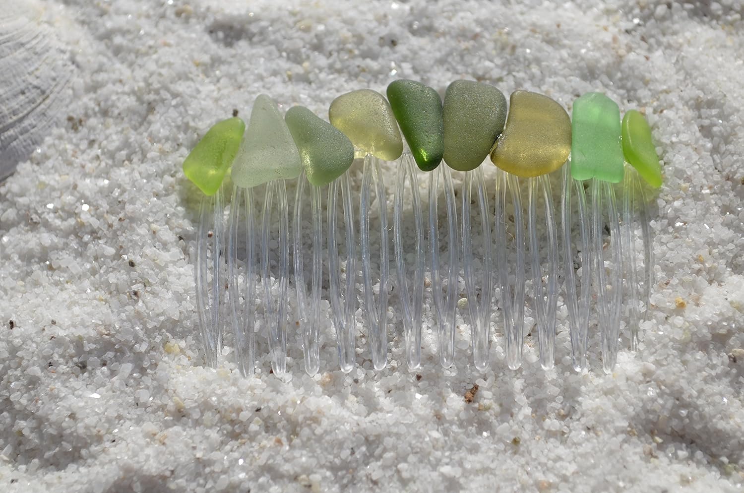 Amazon.com : Different Shades of Green Sea Glass Hair Comb : Beauty ...
