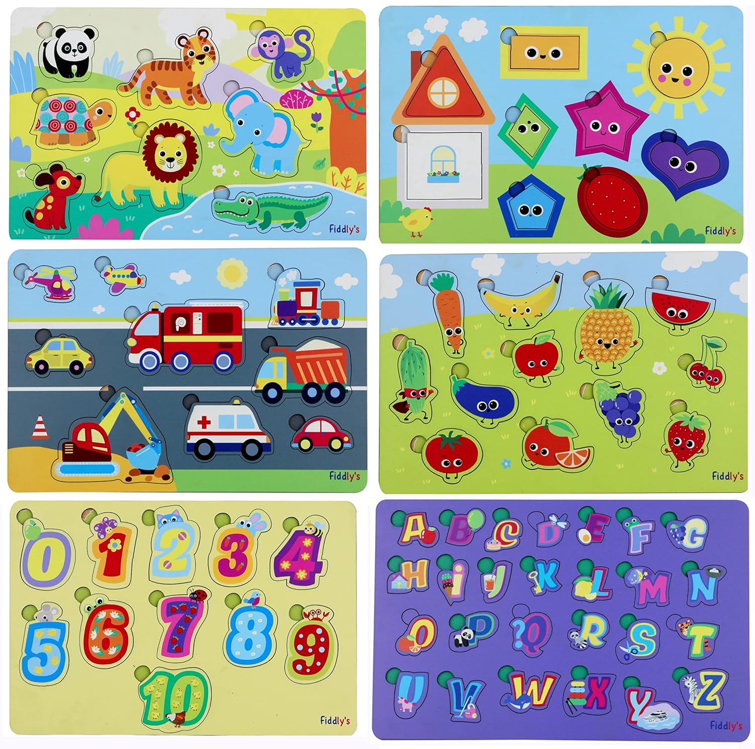 Buy Fiddlys Fiddly's Wooden Learning Educational Puzzle 12 inch x 8 ...