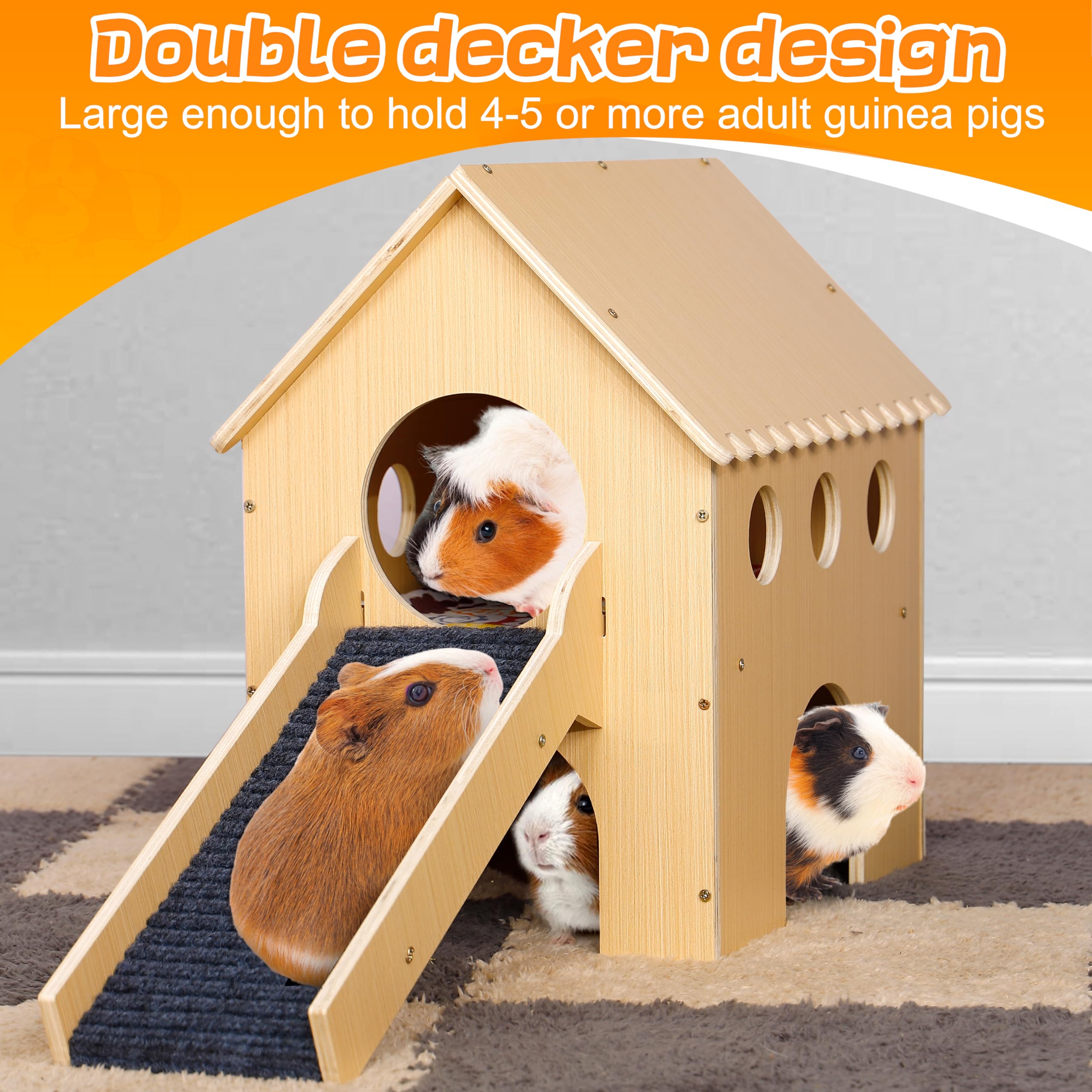 Snapklik.com : MEWTOGO Large Wooden Guinea Pig Hideout Castle - 2 Tierd ...