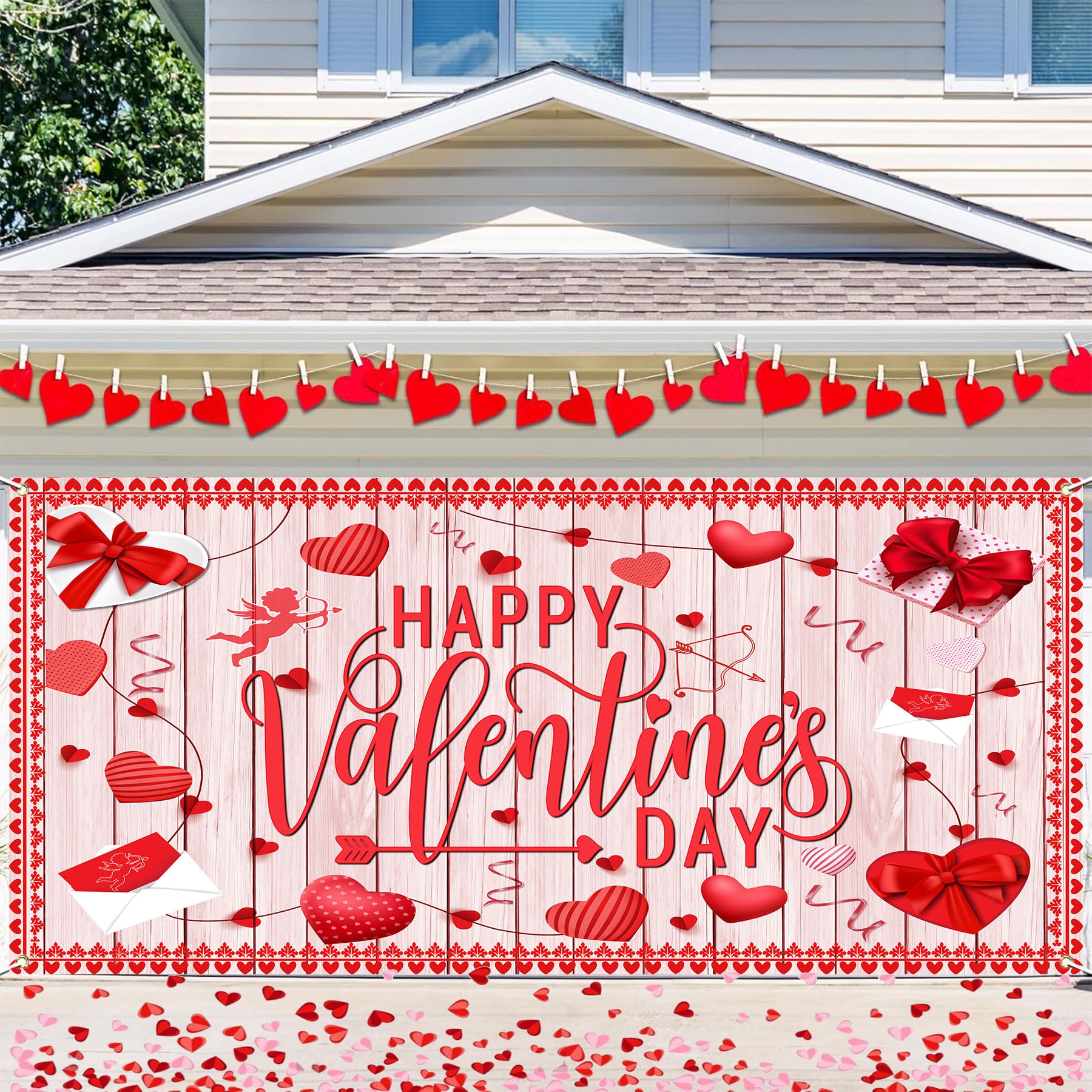 Amazon.com: Valentines Day Garage Door Decorations Cover, Romantic Pink ...