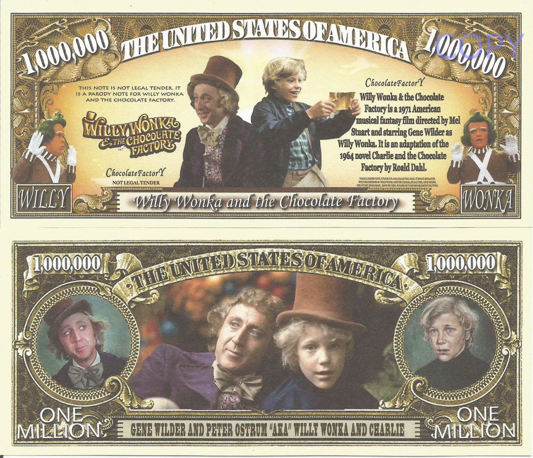 Buy Novelty DollarWilly Wonka and the Chocolate Factory Million Dollar ...