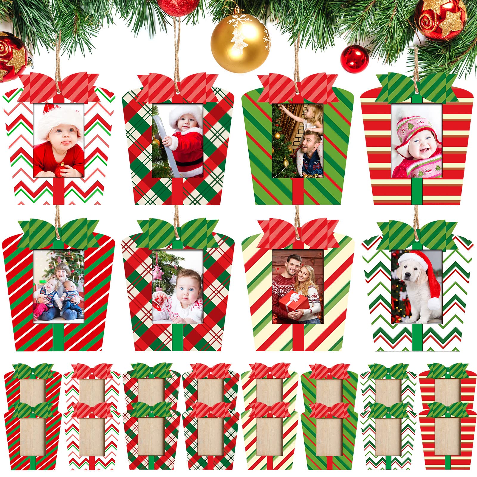 Amazon.com - 16 Pieces Christmas Hanging Photo Frame Ornaments ...