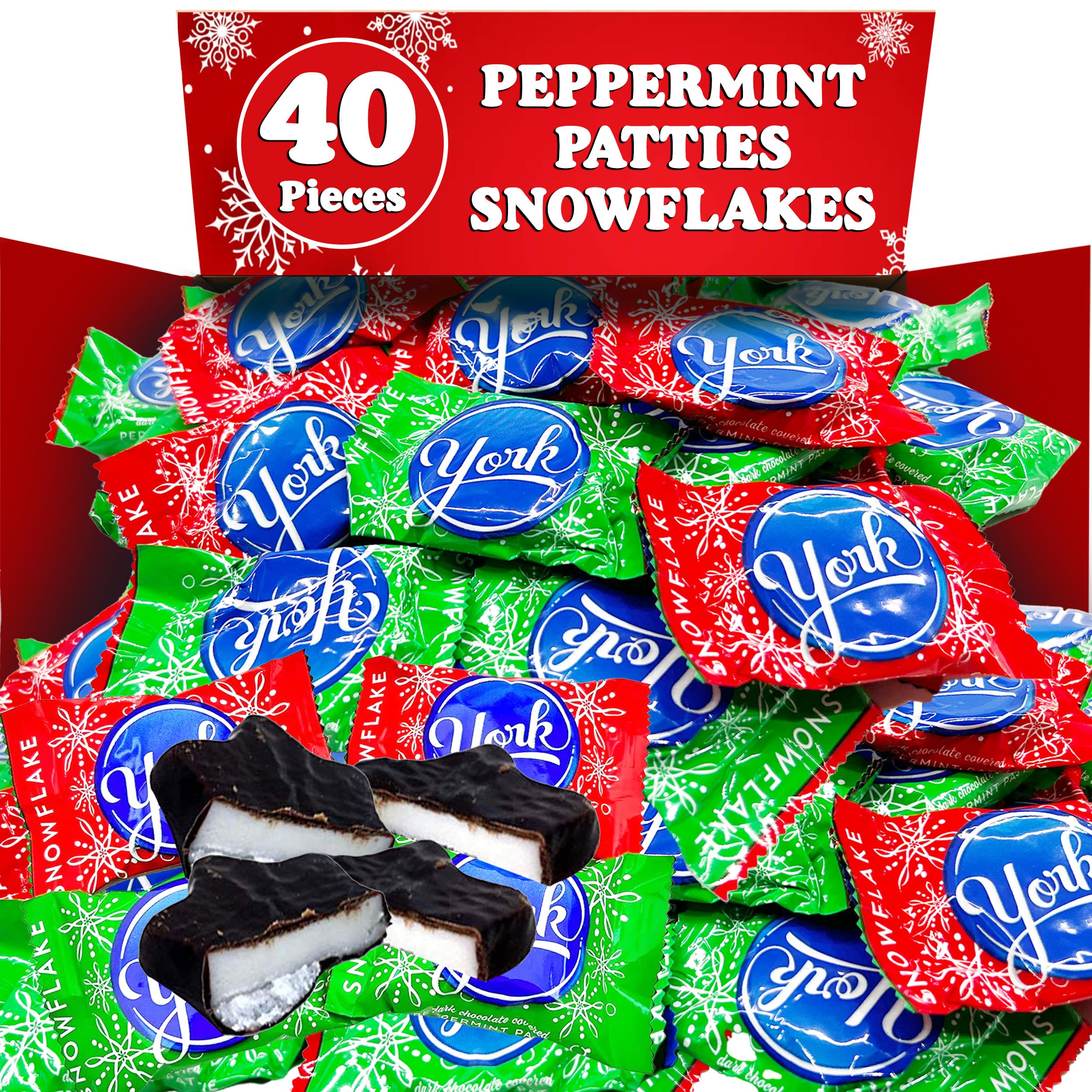 Amazon.com : Yorks Peppermint Patties Candy Bulk, 40 Count Snowflakes ...