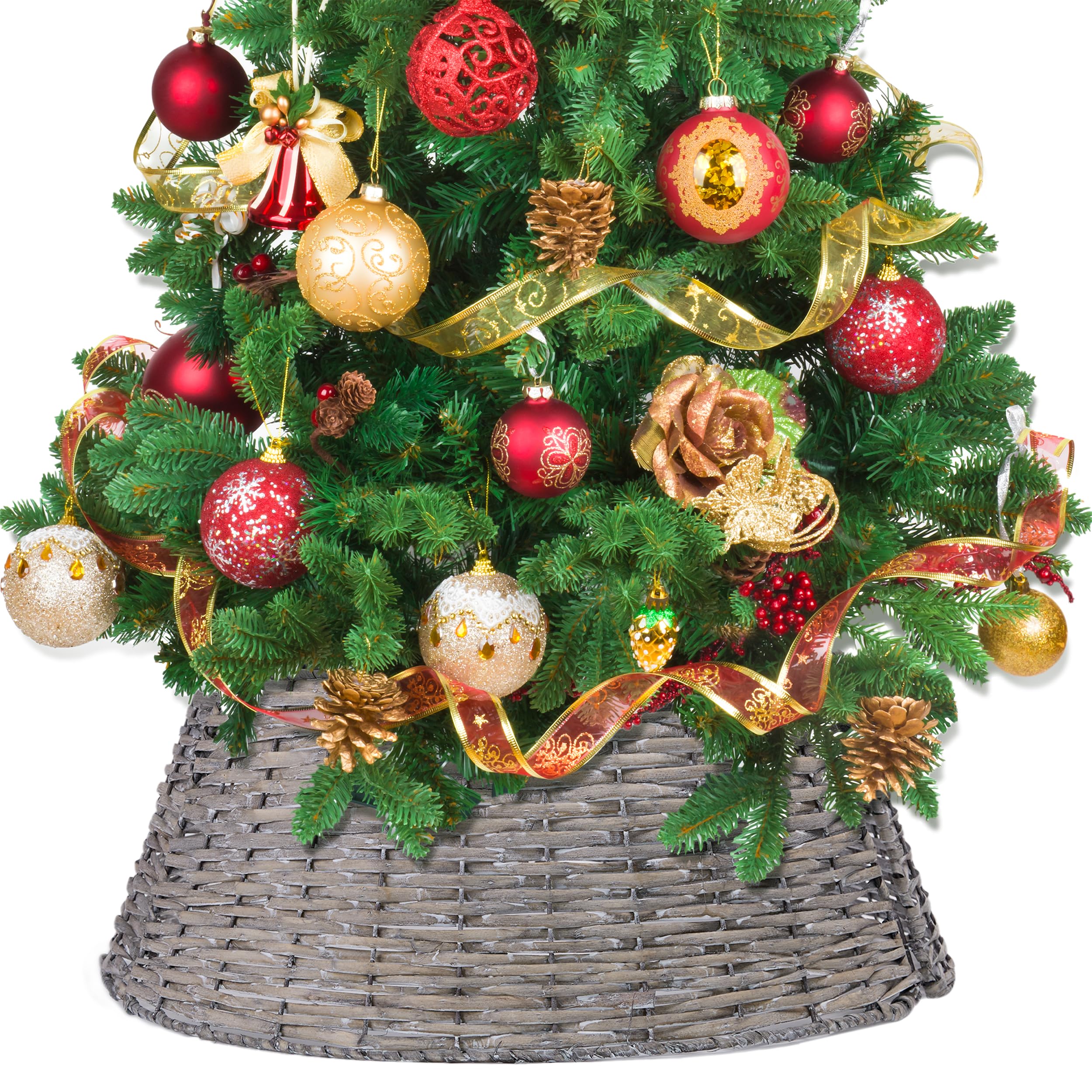 Wickerfield Foldable Wicker Christmas Tree Skirt Xmas Tree Stand ...