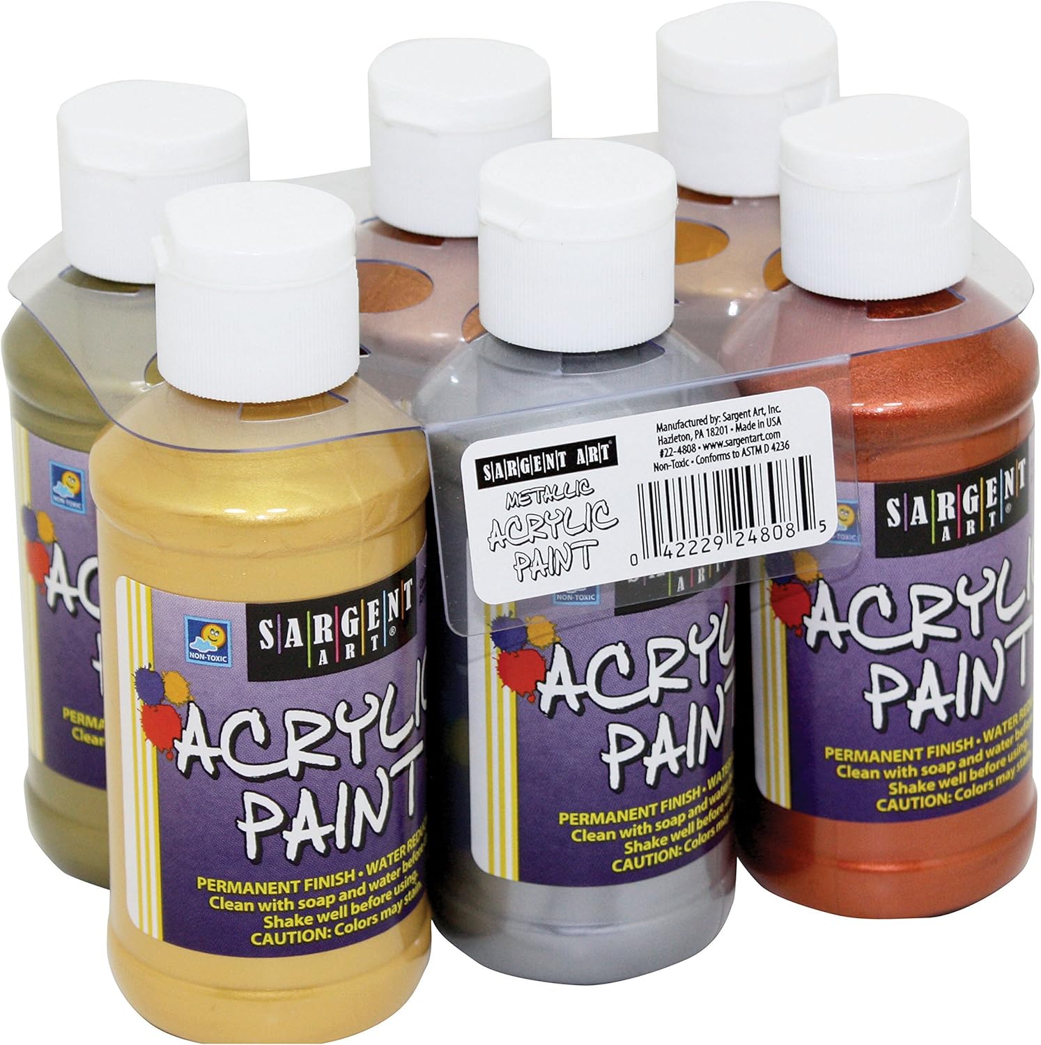 Amazon.com: Sargent Art Acrylic Paint, 6 Count x 4 Ounce, Assorted ...