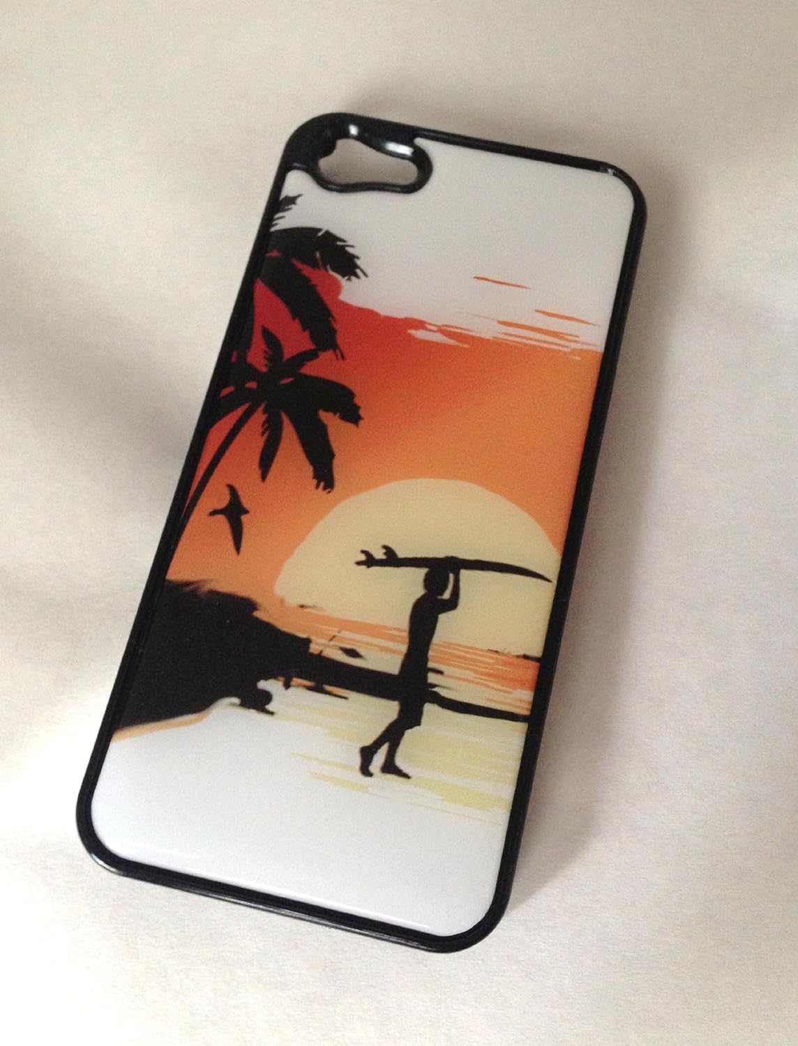 Amazon.com: Sunset Surf iPhone 5 5S BLACK Plastic Case Beach California ...