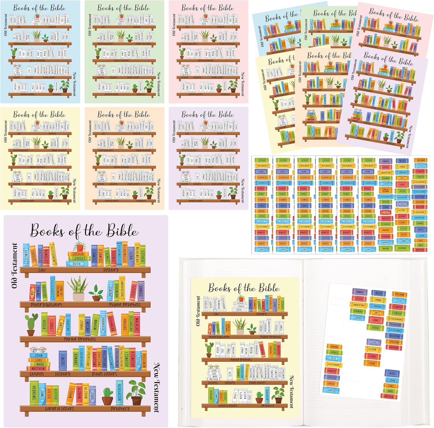 Amazon.com: CPicdn 12 Pack Books of The Bible Reading Tracker, Bible ...