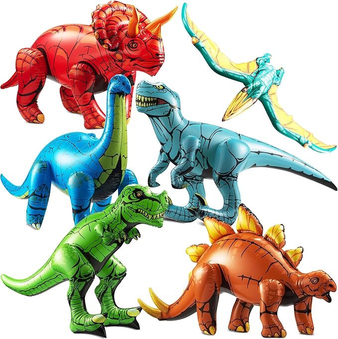 Amazon.com: Inflatable Dinosaur Toys for Kids (Pack of 6) Large Blow-Up ...