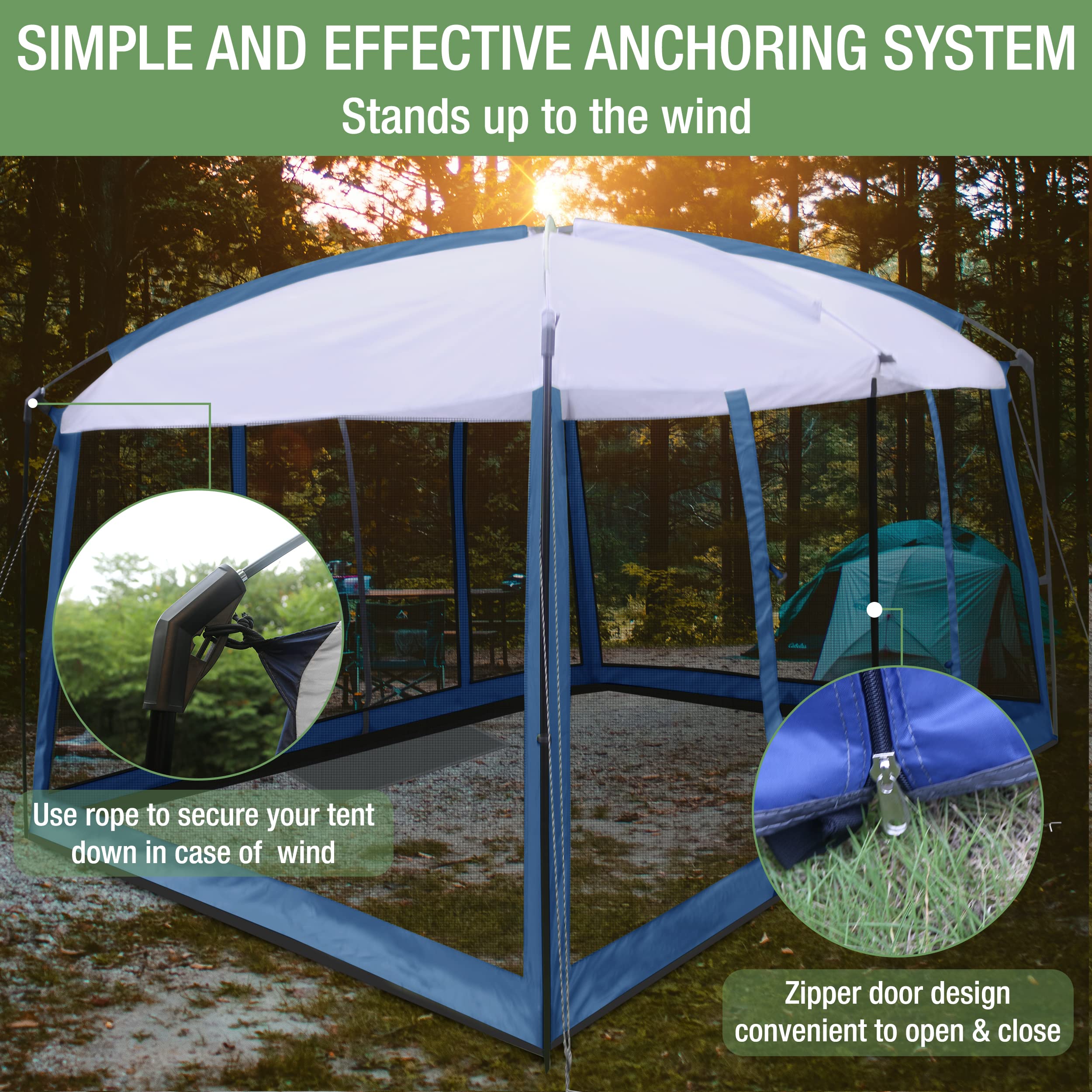 Backyard Expressions 11' x 9' Screen Tent - Blue Screen House for ...