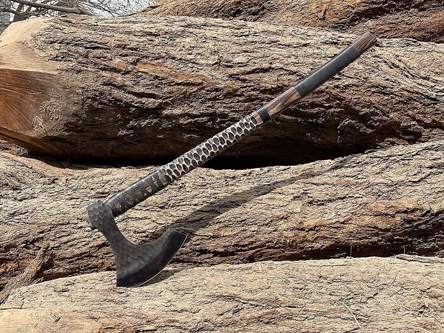 Amazon.com : Glorius Crafts I Two Handed Berserker Axe, Hand Forged Steel Axe, Norse Battle Axe ...