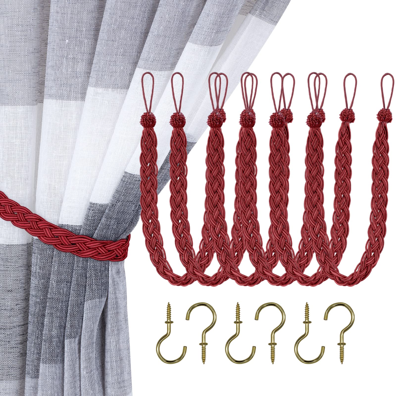 Amazon.com: Home Queen Hand Braided Curtain Tie Back, Buckle Holdback ...