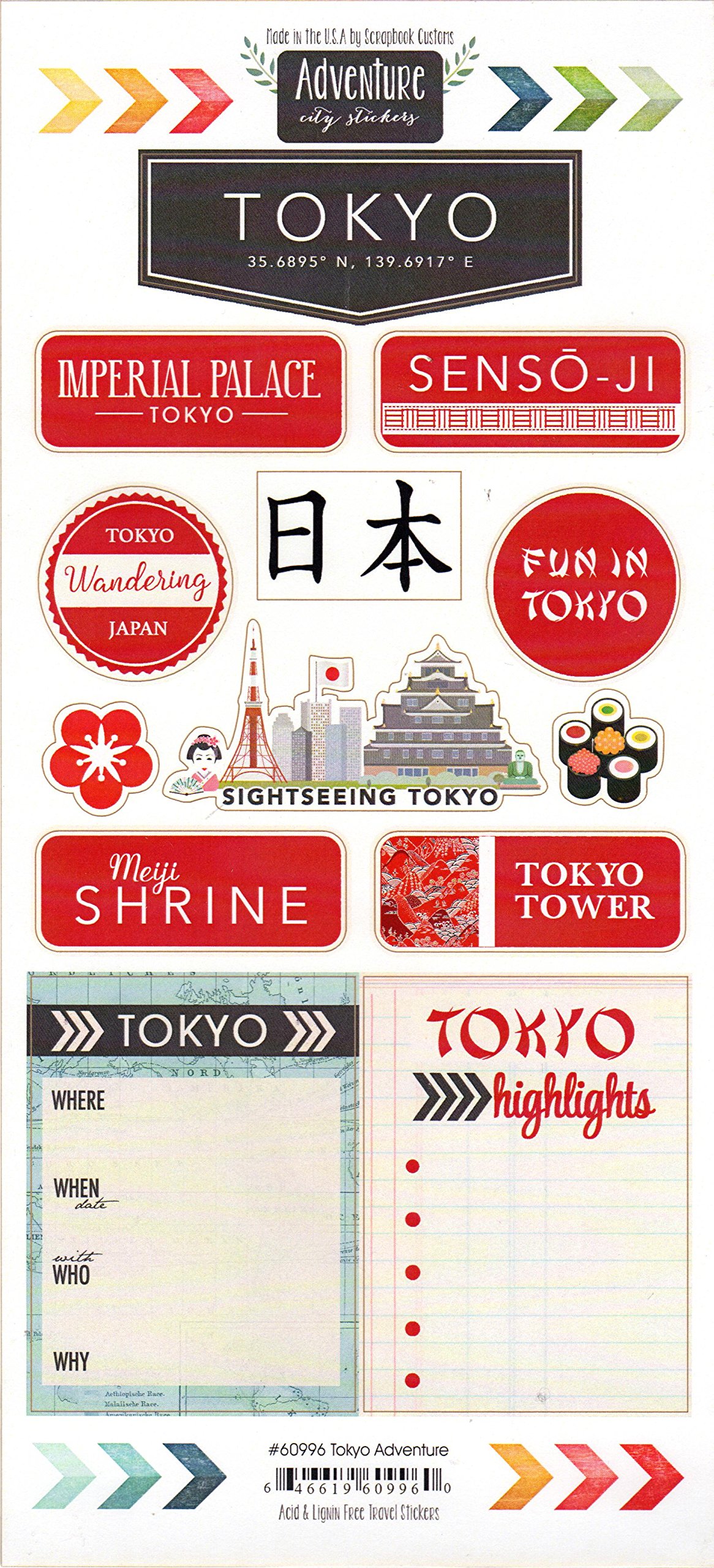 Amazon.com: Tokyo Japan Adventure Cardstock Scrapbook Stickers (60996)
