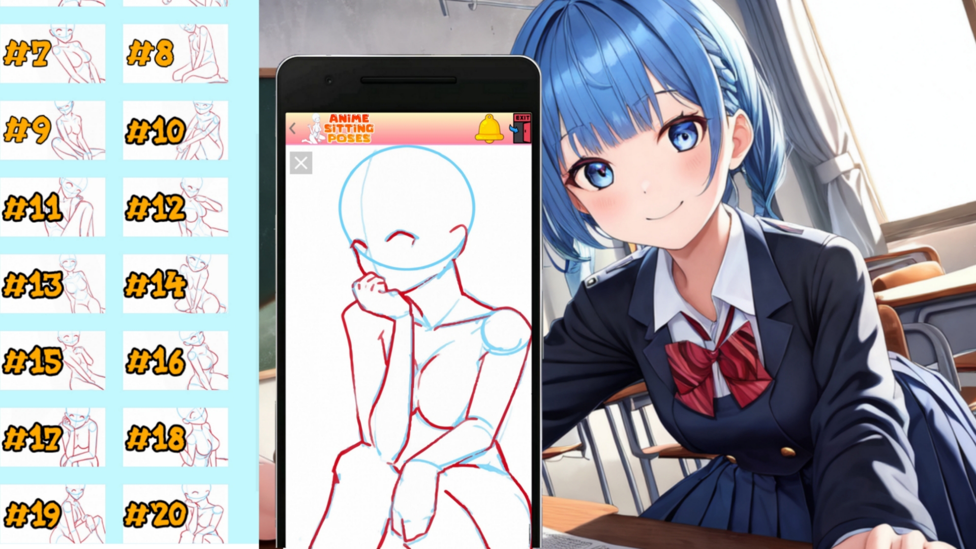 Anime Girl Sitting Pose - App on Amazon Appstore