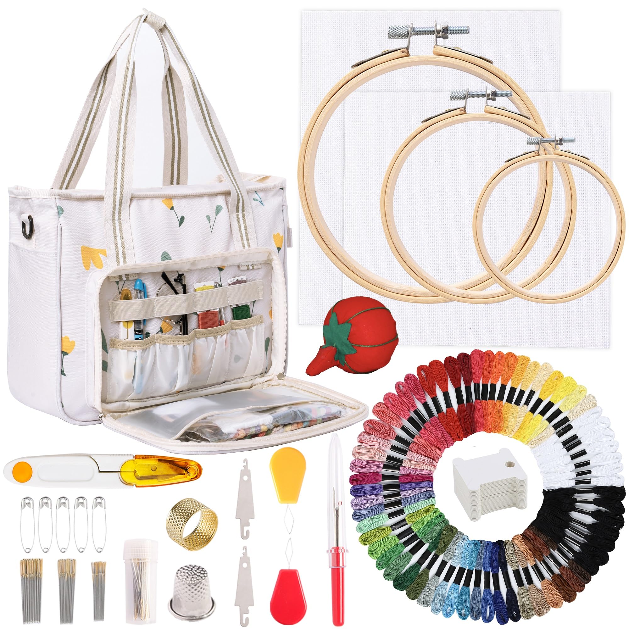 Amazon.com: Peirich Embroidery Starter Kit, Embroidery Project Bag with ...