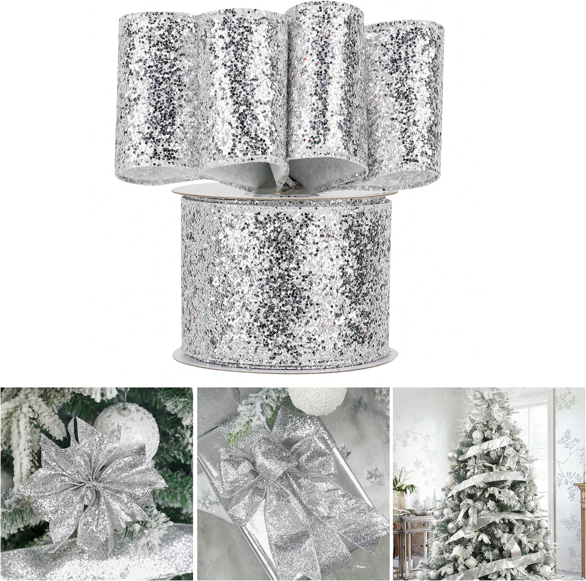 Amazon.com: Morex Ribbon 7435 Cosmic Ribbon, Silver, 2-1/2" x 50 yd ...