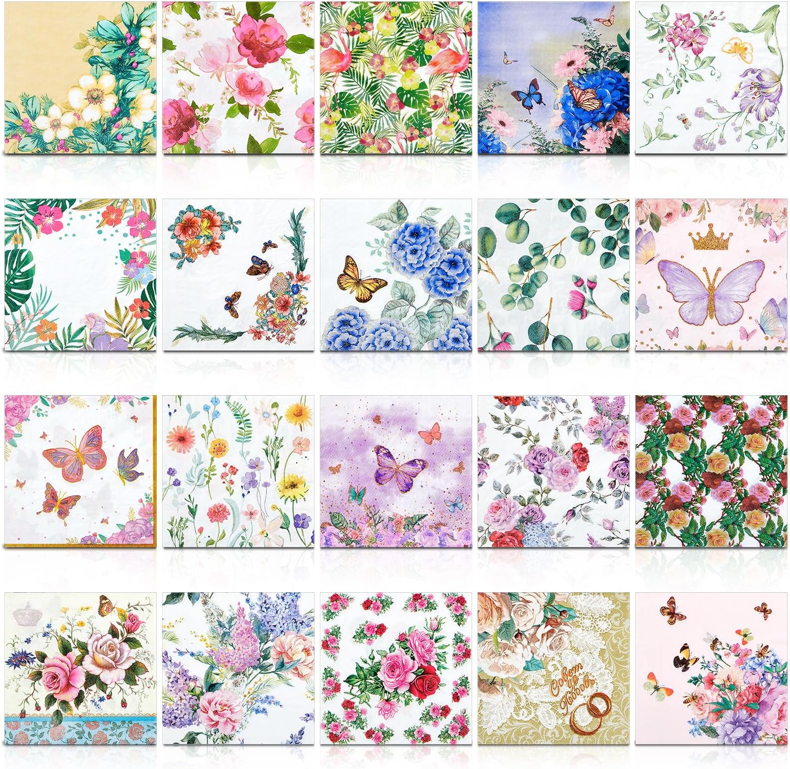 Amazon.com: Crtiin 20 Pack Assorted Floral Napkins for Decoupage Toile ...